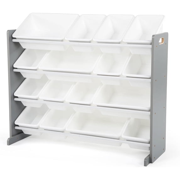 Supersized Storage Organizer with 16 Removable Bins, Grey/White - Large ...