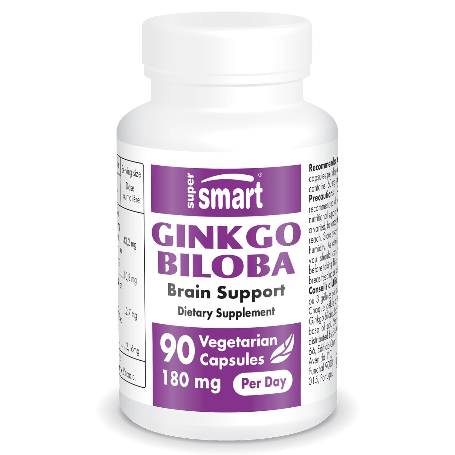 Supersmart - Ginkgo Biloba Supplement 180 mg per Day - Nootropic Brain ...