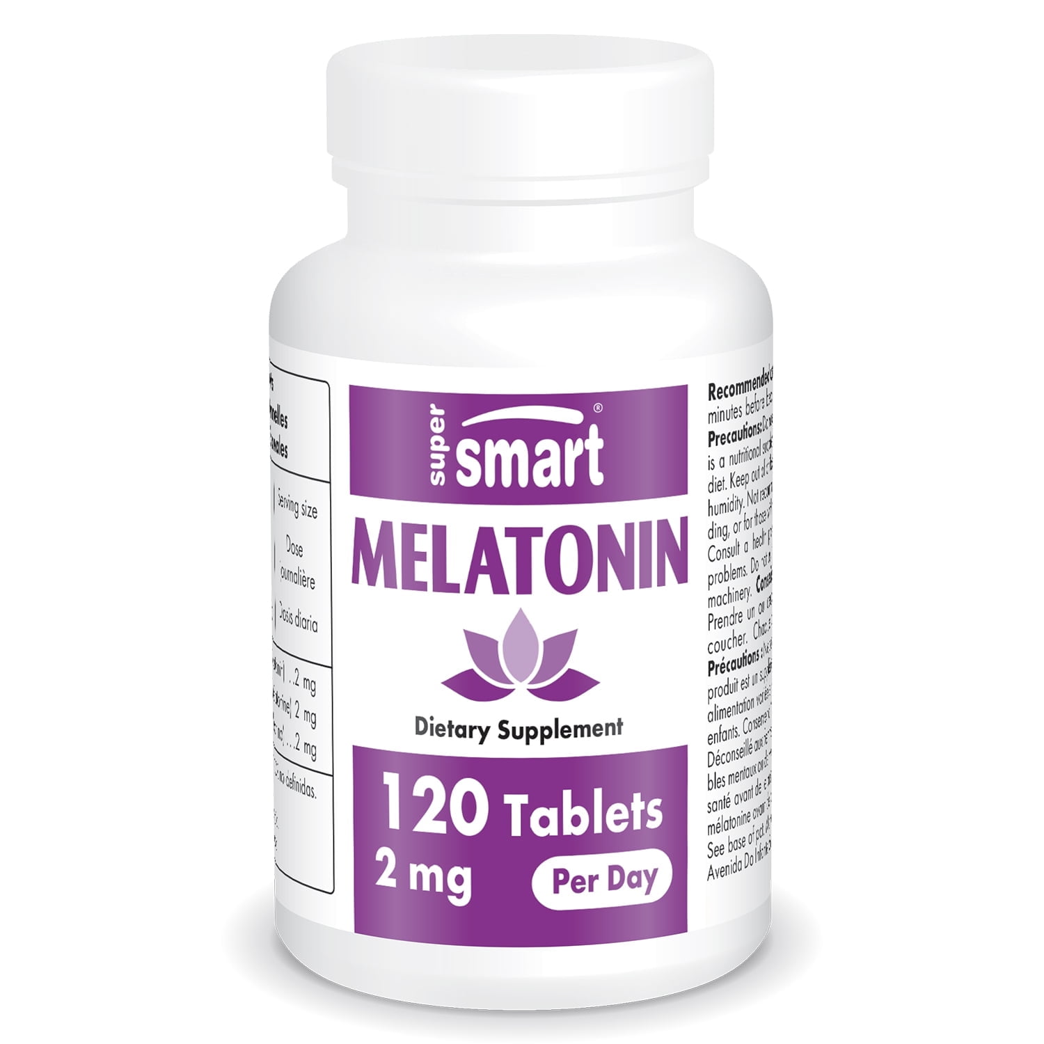 Supersmart Melatonin 2mg, High Strength Sleep Aid, 120 Tablets ...