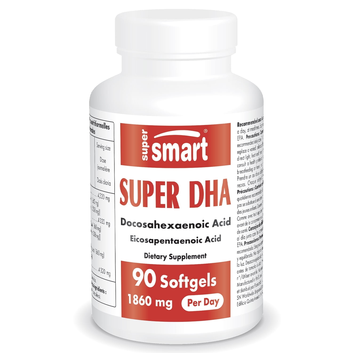 SuperSmart - Super DHA Supplement 1860 mg per Day - Fish Oil & Brain Supplement - Omega 3 Fatty ...