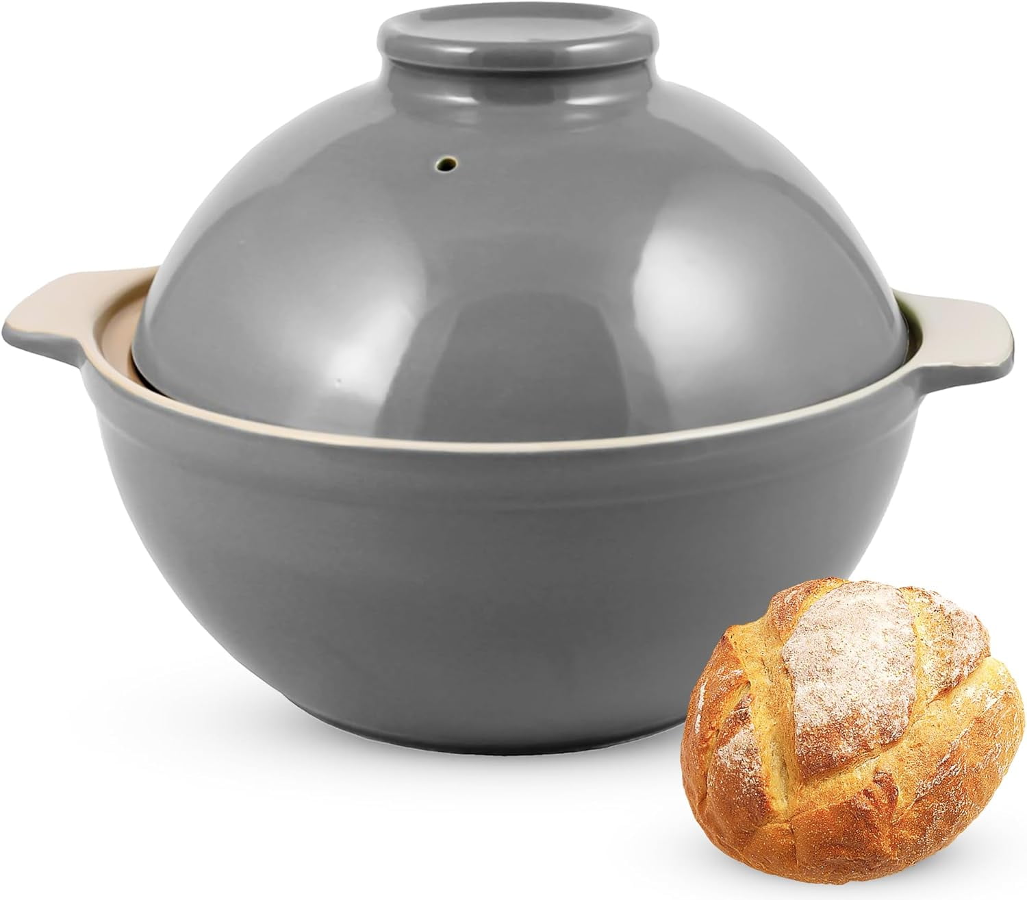 Supersone Bread Dome 12" Duch Oven wih Lid - Grey Glazed base oven No ...