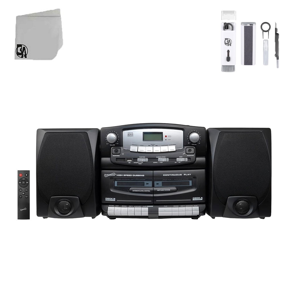 Supersonic Black Edition Vintage Bluetooth Stereo System Home Music ...