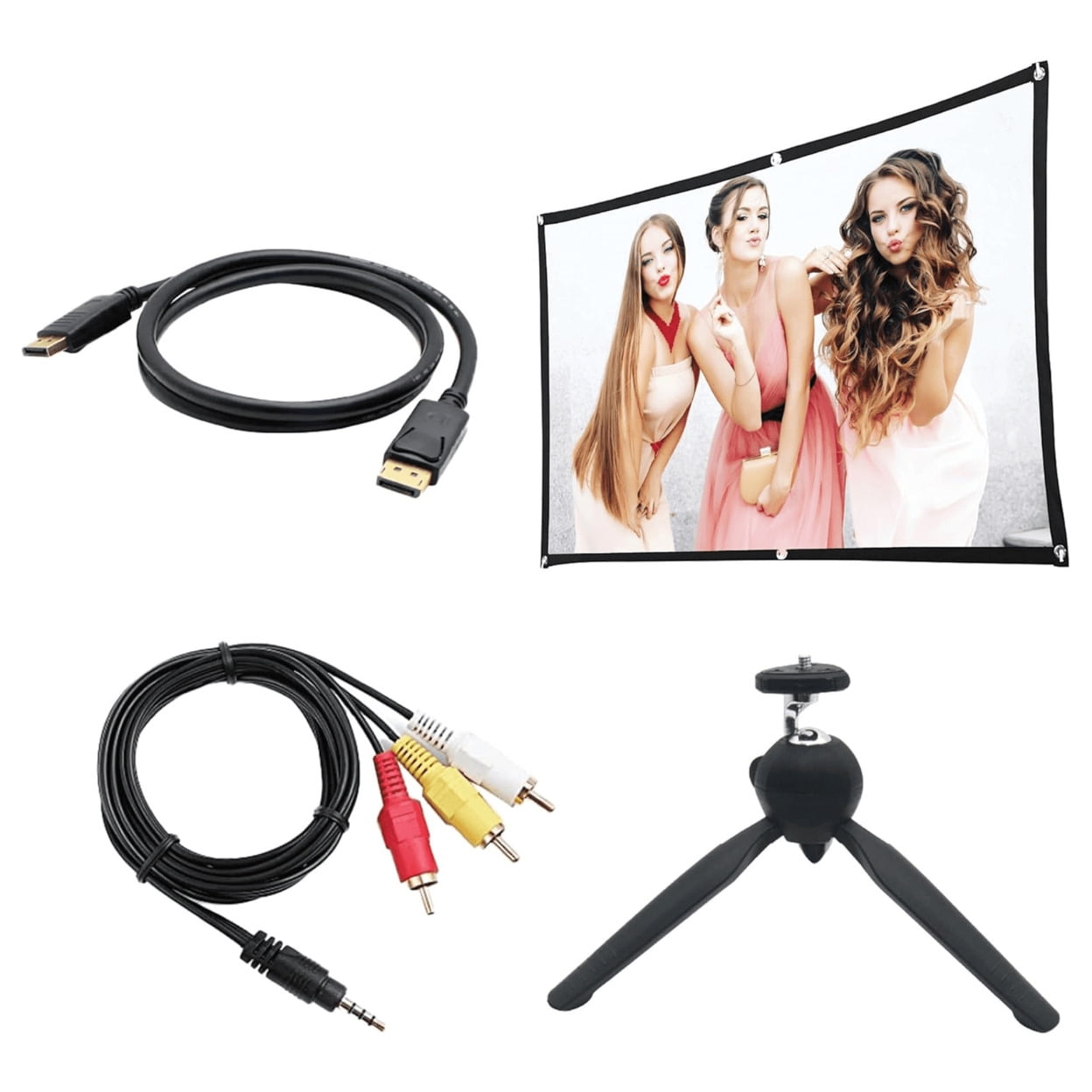 Supersonic Home Theater Projector Kit 100-inch Screen HDMI AV Cables ...