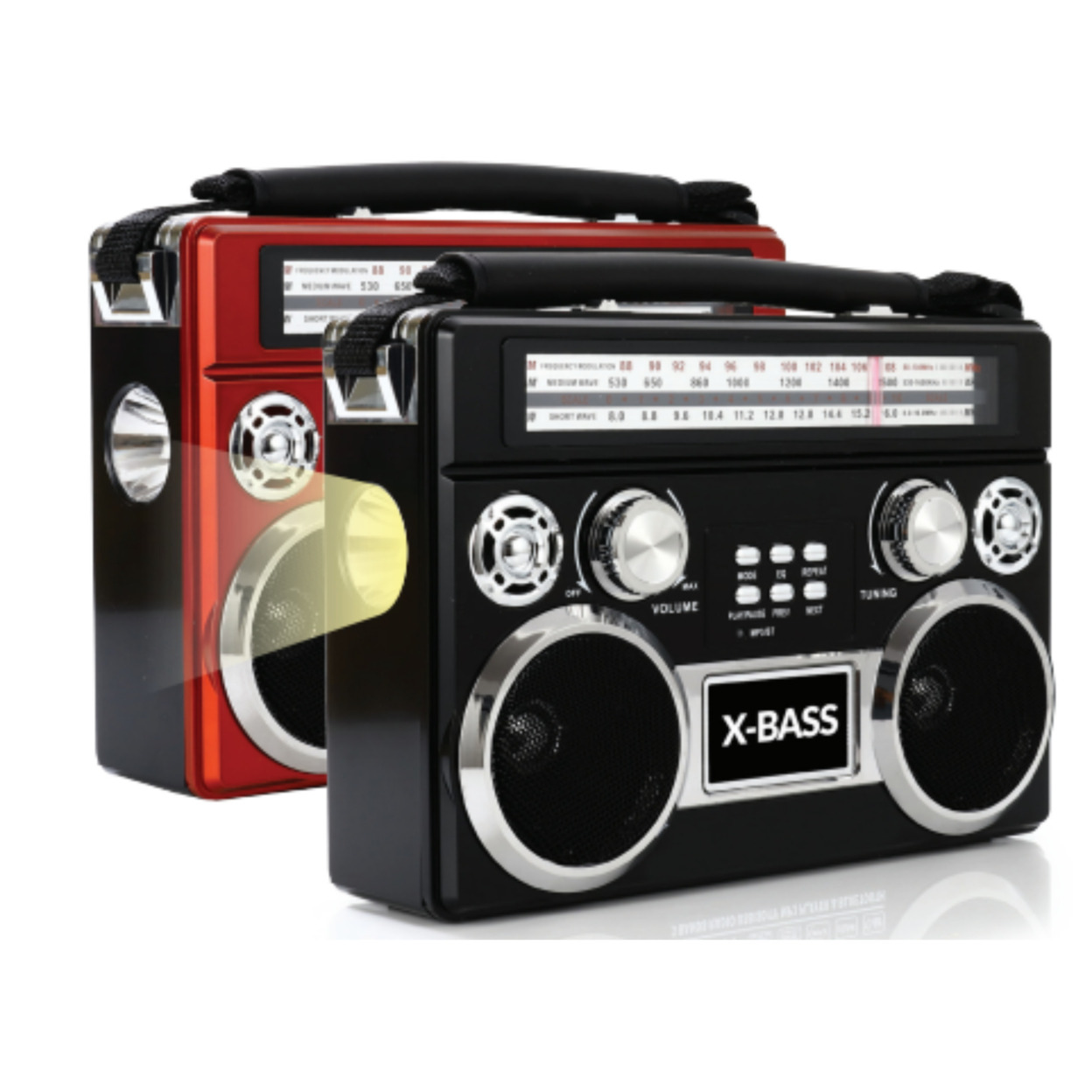 Supersonic SC-1097BT-RED 3 Band Radio With And Flashlight (Red ...
