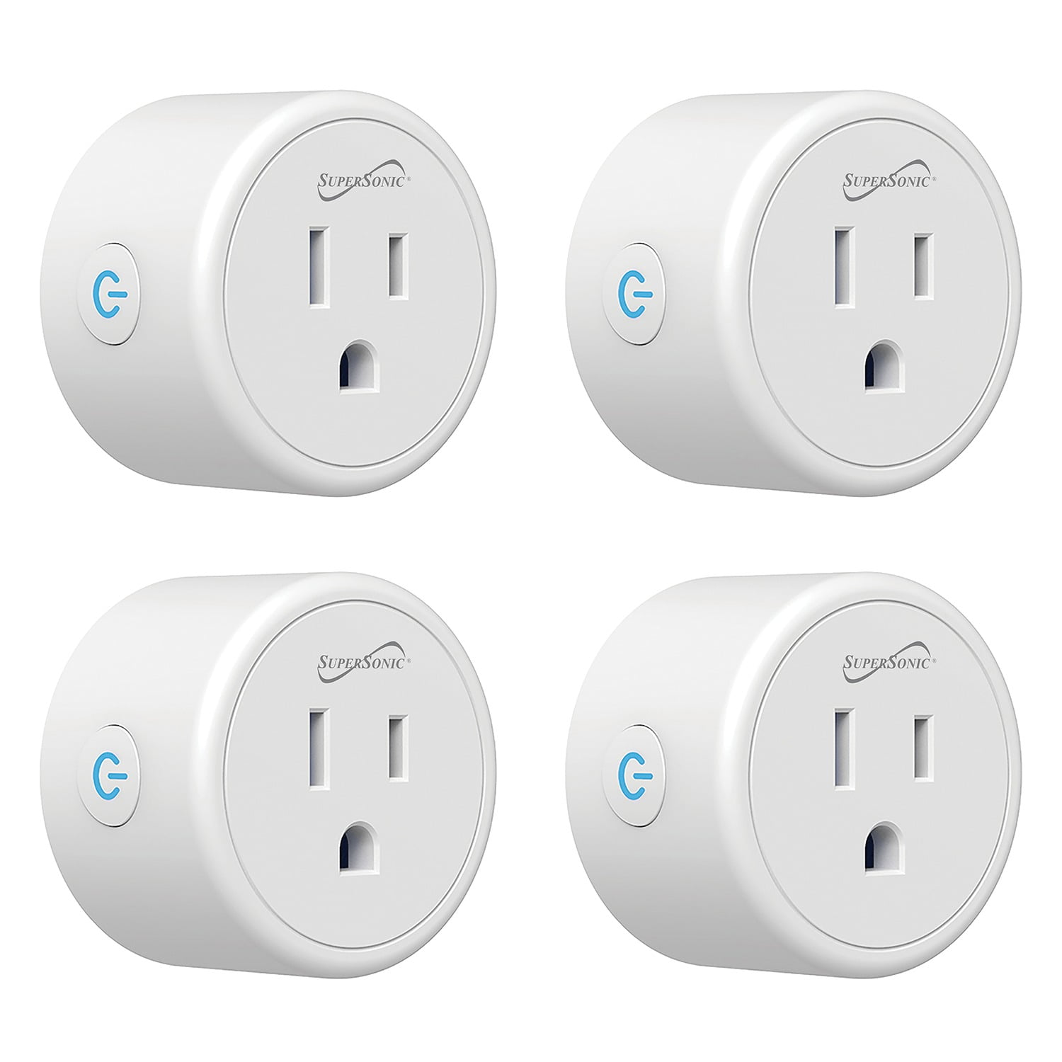 Supersonic SC-847SP Wi-Fi Powered Wireless Smart Plugs, 4 Pack Wall Set ...
