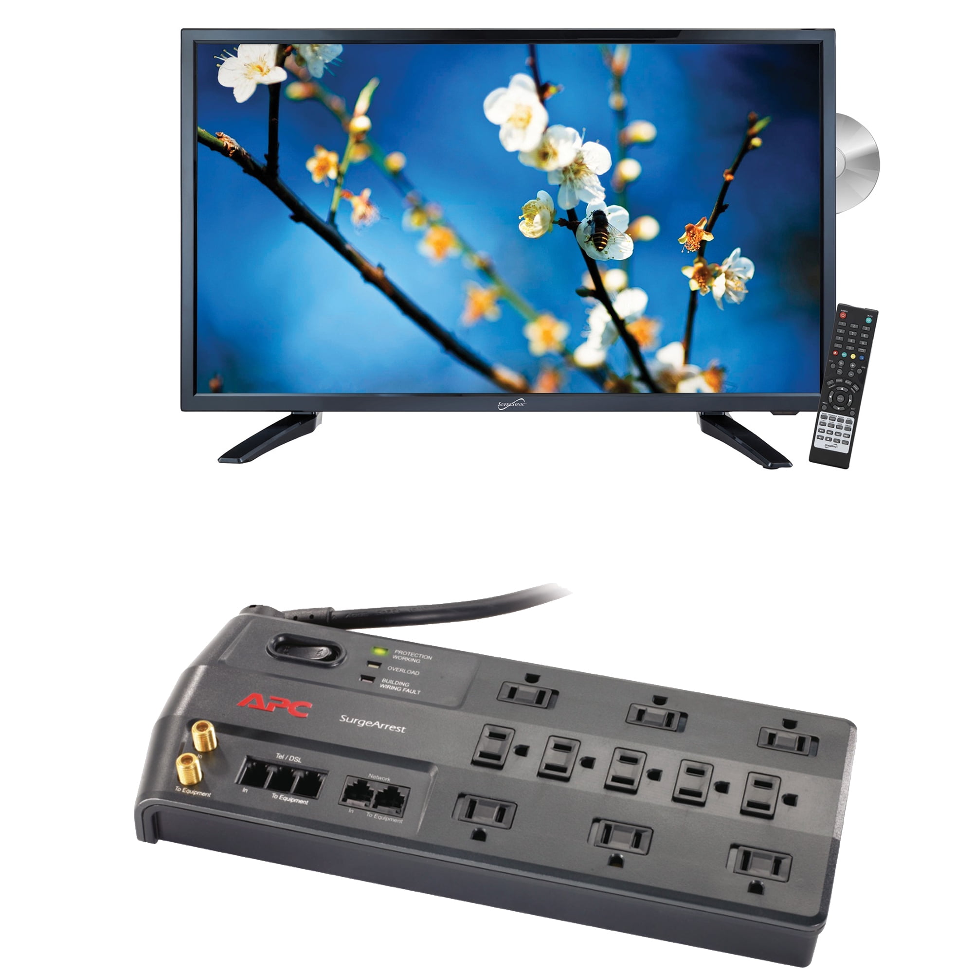 Supersonic SC-9922 22" 1080p LED HDTV/DVD Combination & APC P11VNT3 11 ...