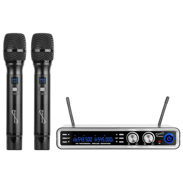 Supersonic UHF Dual Channel Selectable Frequencies Professional Wireless Microphone - Walmart ...