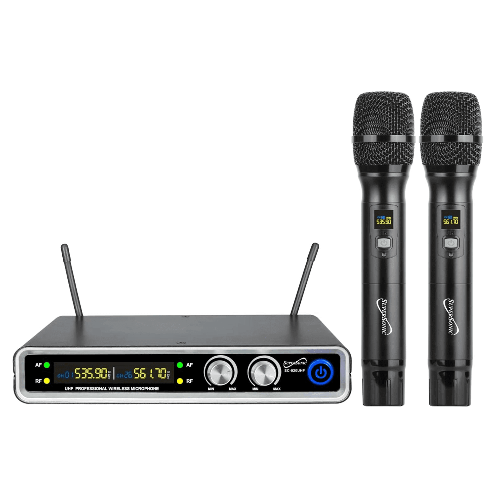 Supersonic UHF Dual Fixed Channel Professional Wireless Microphone ...