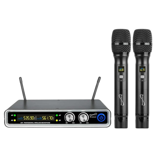 Supersonic UHF Dual Fixed Channel Professional Wireless Microphone ...