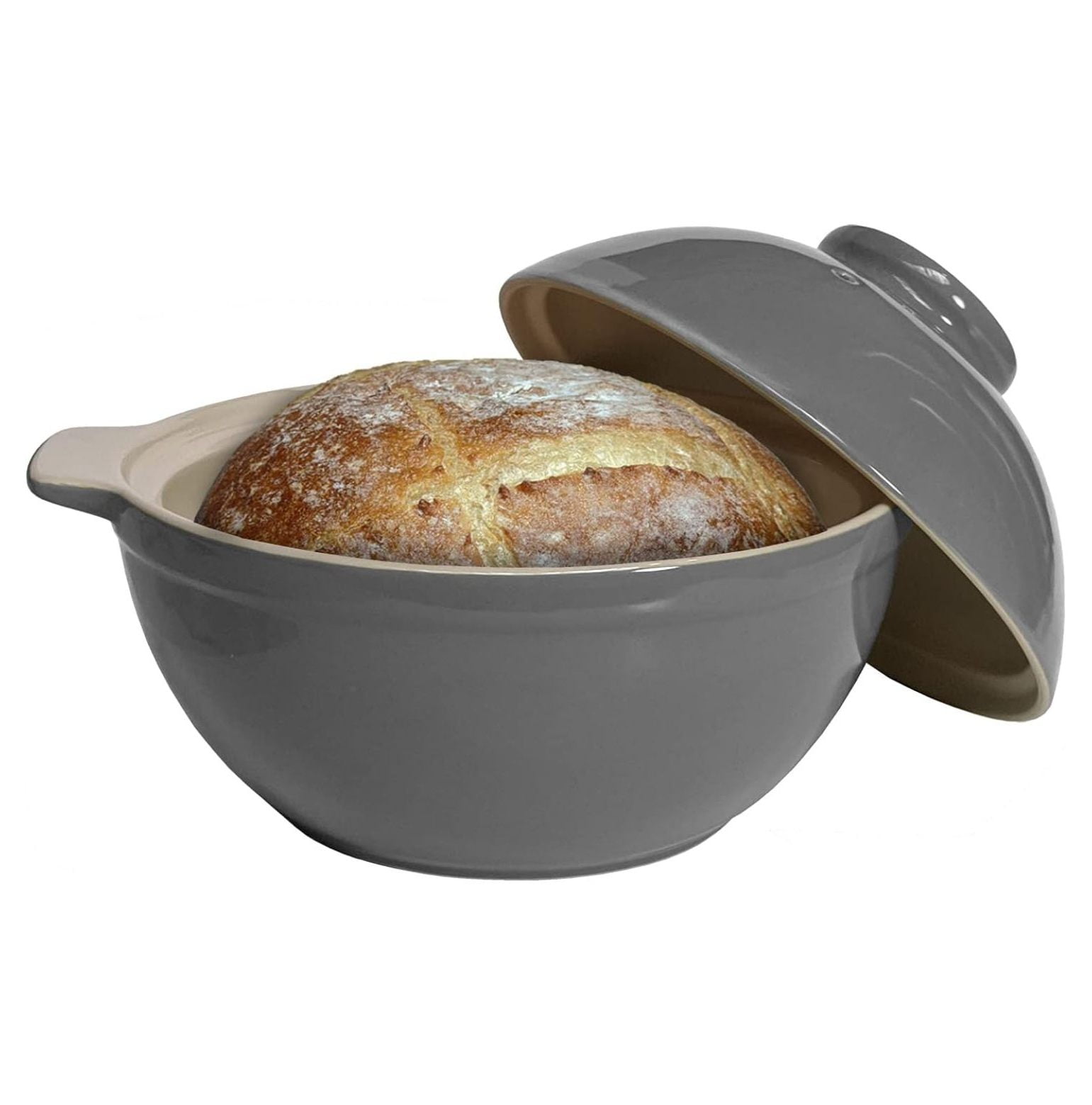 Superstone Bread Dome with Grey Exterior Glaze and Glazed Interior for ...