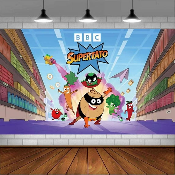 Supertato Backdrop Banner Party Supplies Poster Movie Theme Background ...
