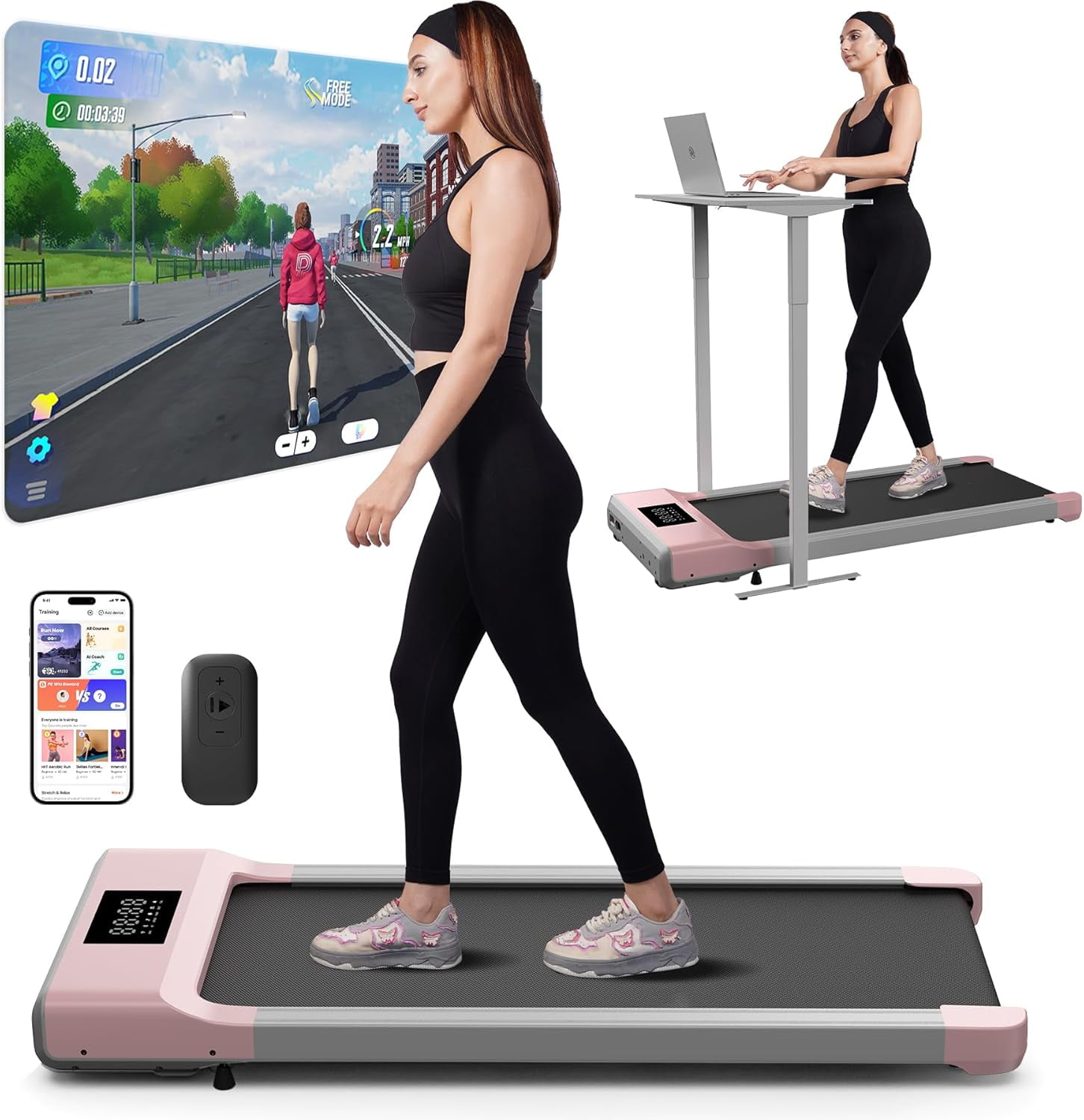 Superun Smart Walking Pad Treadmill, 2.5HP Under Desk Treadmills for ...