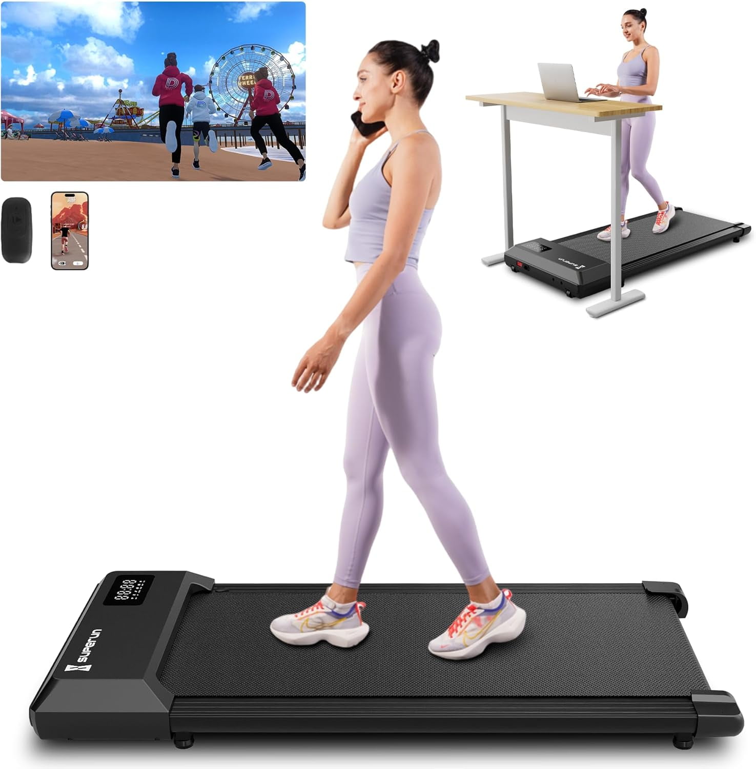 Superun Walking Pad, Under Desk Walking Pad Treadmills for Home & Office, 2.5HP Small Walking ...