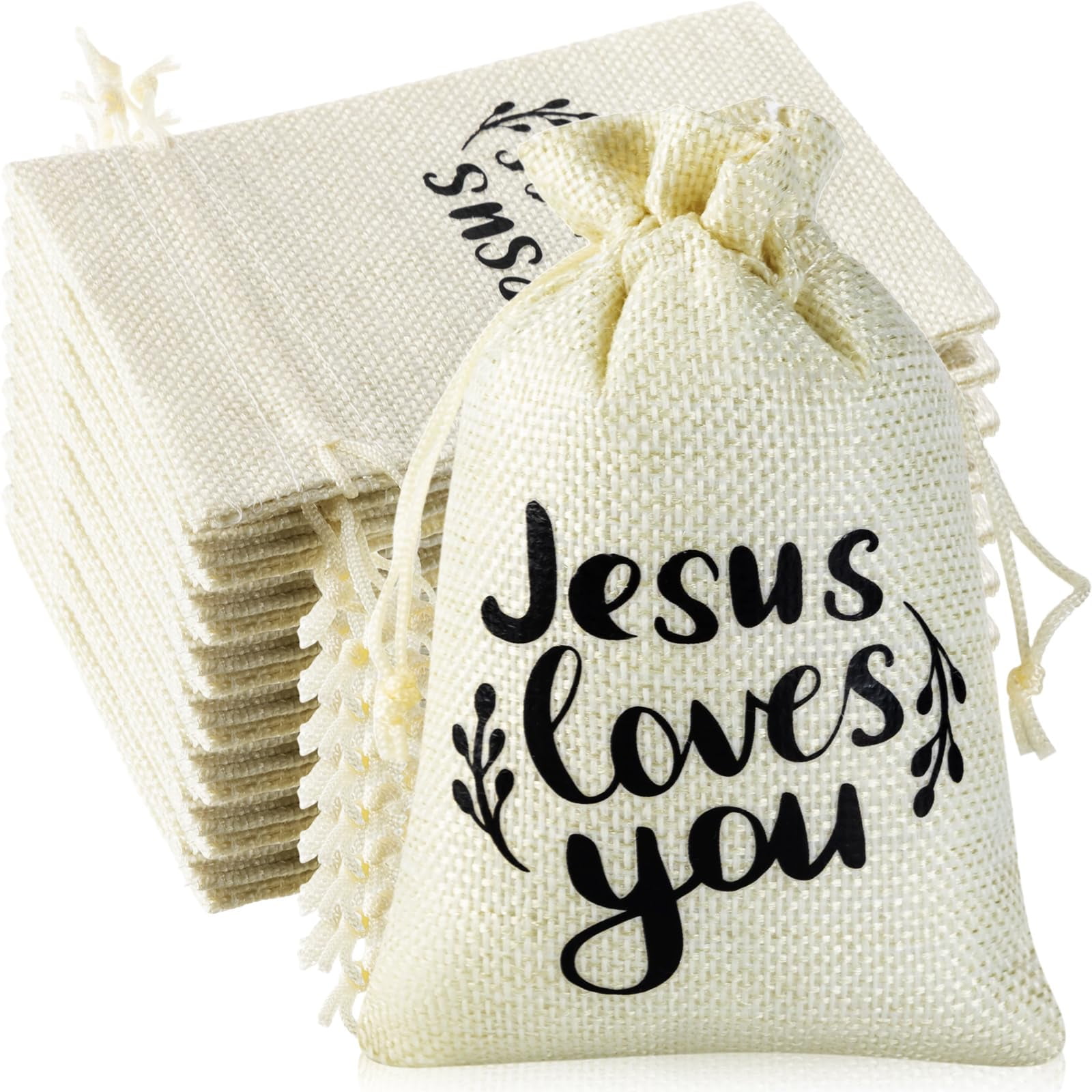 Supervitae 30 Pcs Christian MMF7 Burlap Gift Bags with Drawstring Jesus ...