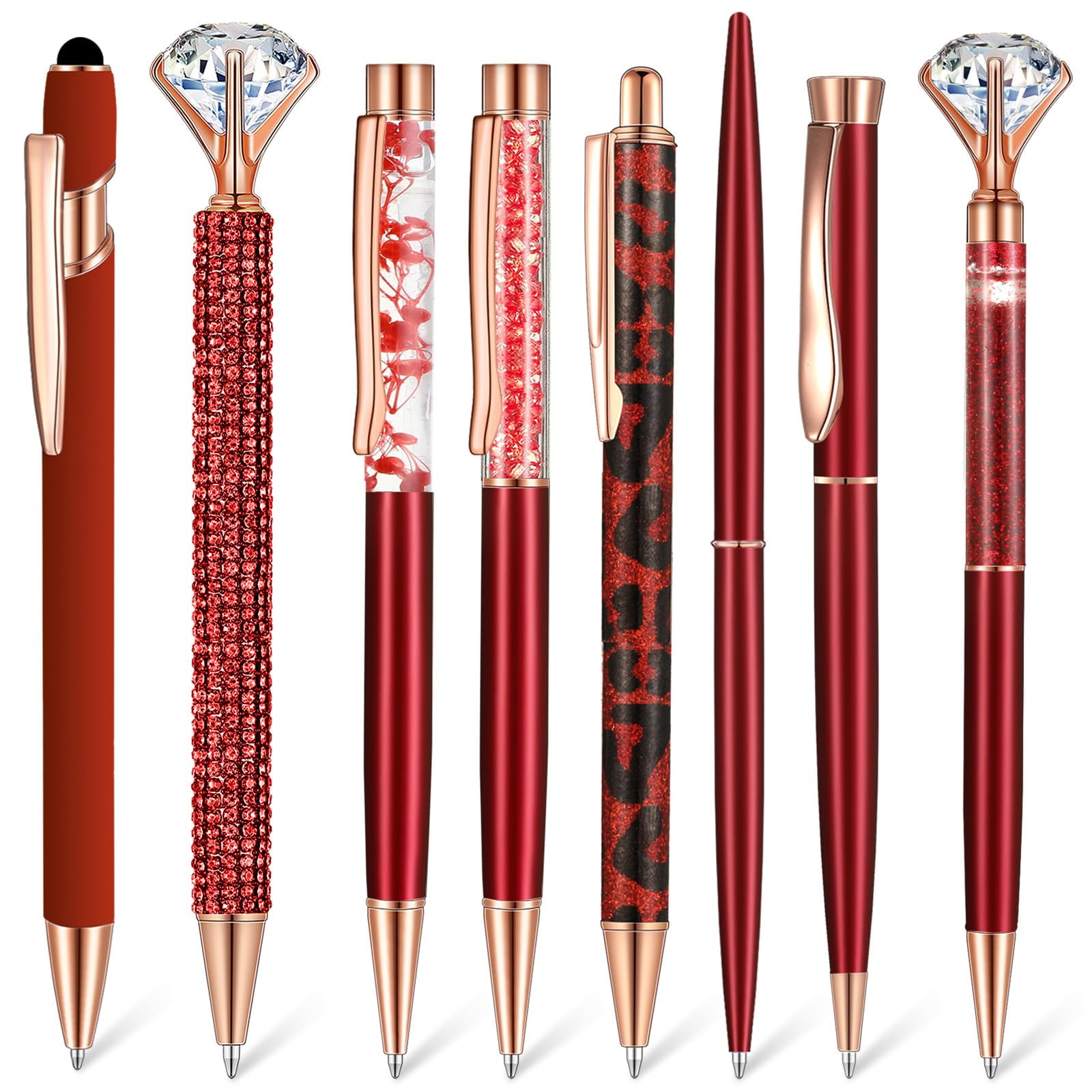 Supervitae 8 Pcs Ballpoint Pen for Women Fancy Black Ink Pens Gifts for ...