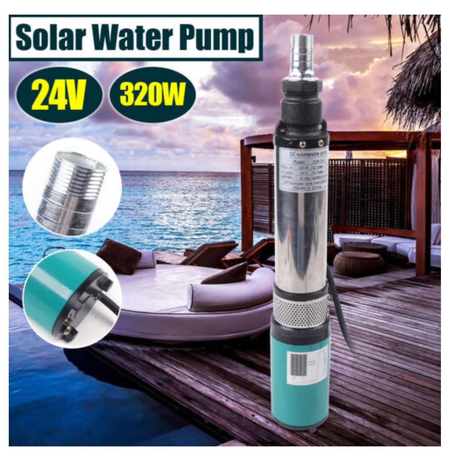 Superwum 12V/24V/48V Solar Power Water Pump Bore Hole Deep Well Farm ...