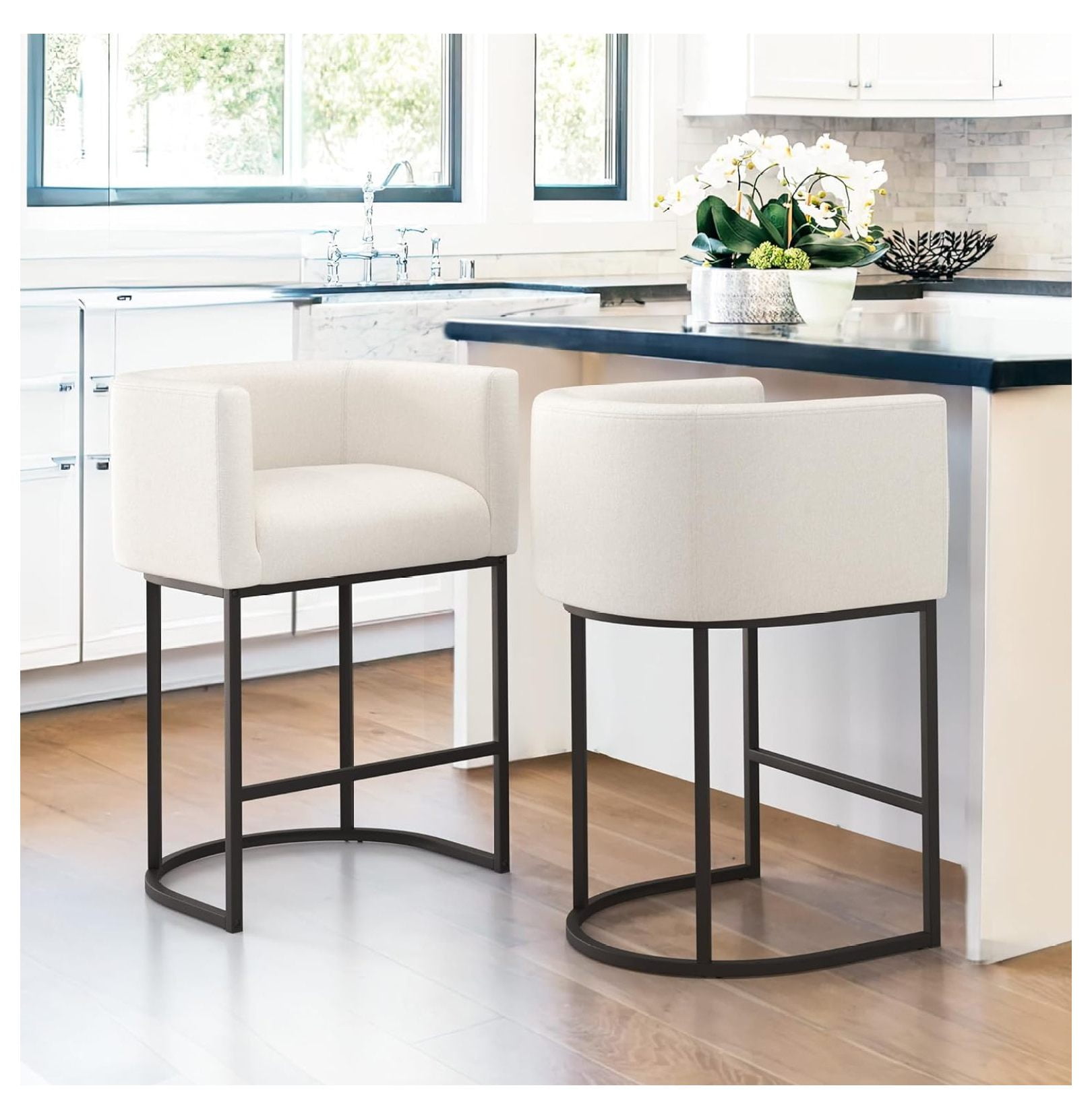 Superwum 27" H Counter Height Bar Stools Set of 2, Modern Barrel ...