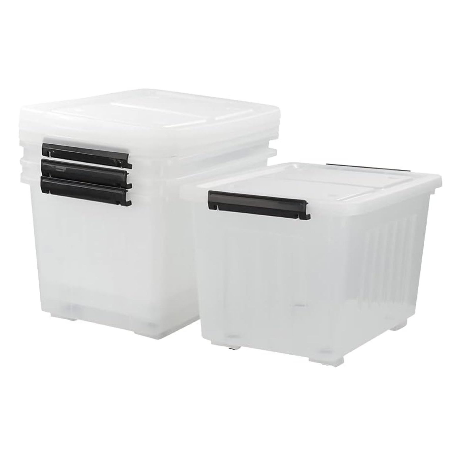 Superwum 30 L Plastic Storage Box with Lid, 4-Pack Wheeled Clear ...