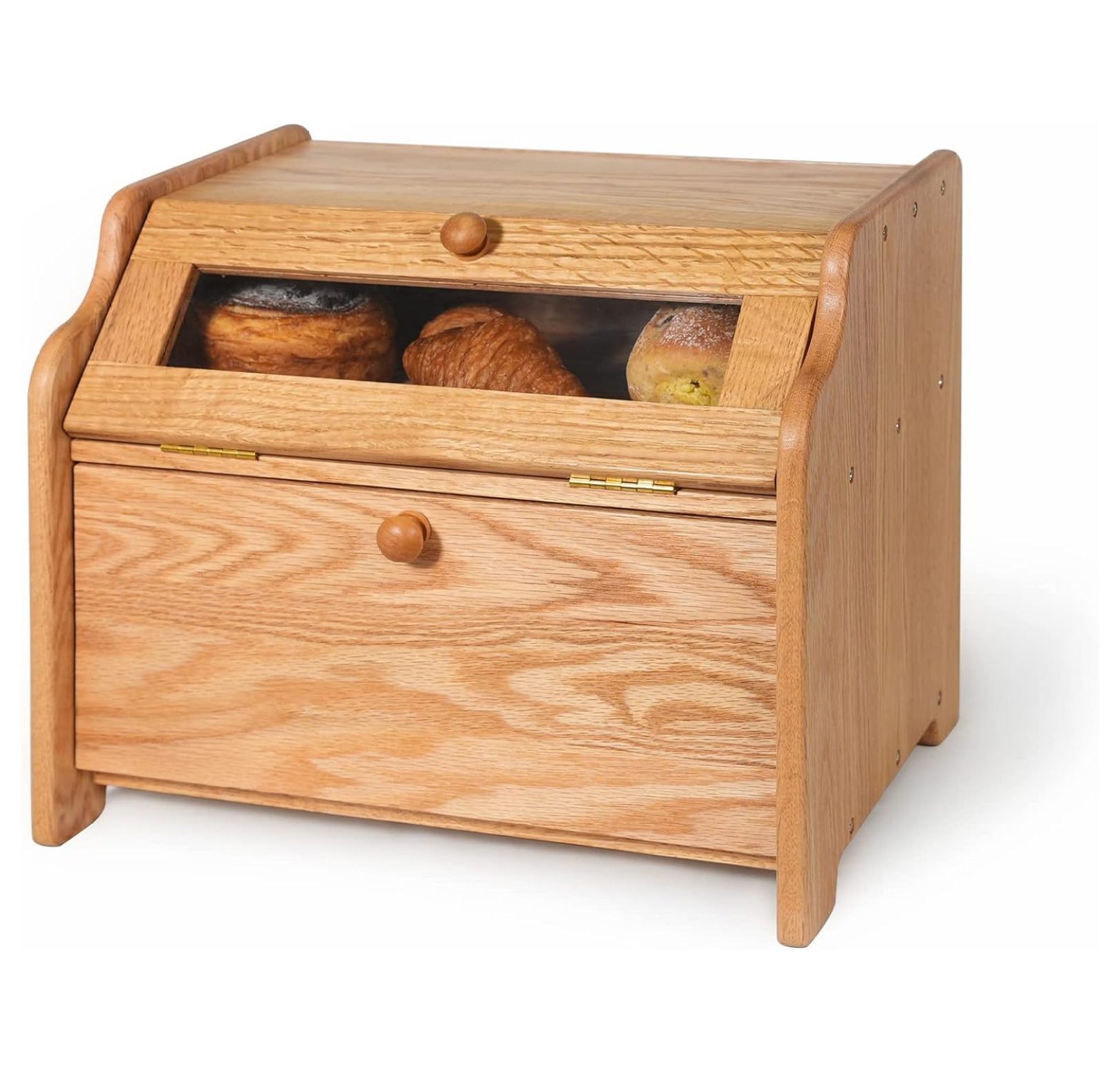 Superwum Bread Box, Solid Wood Oak Bread Box for Kitchen Countertop ...