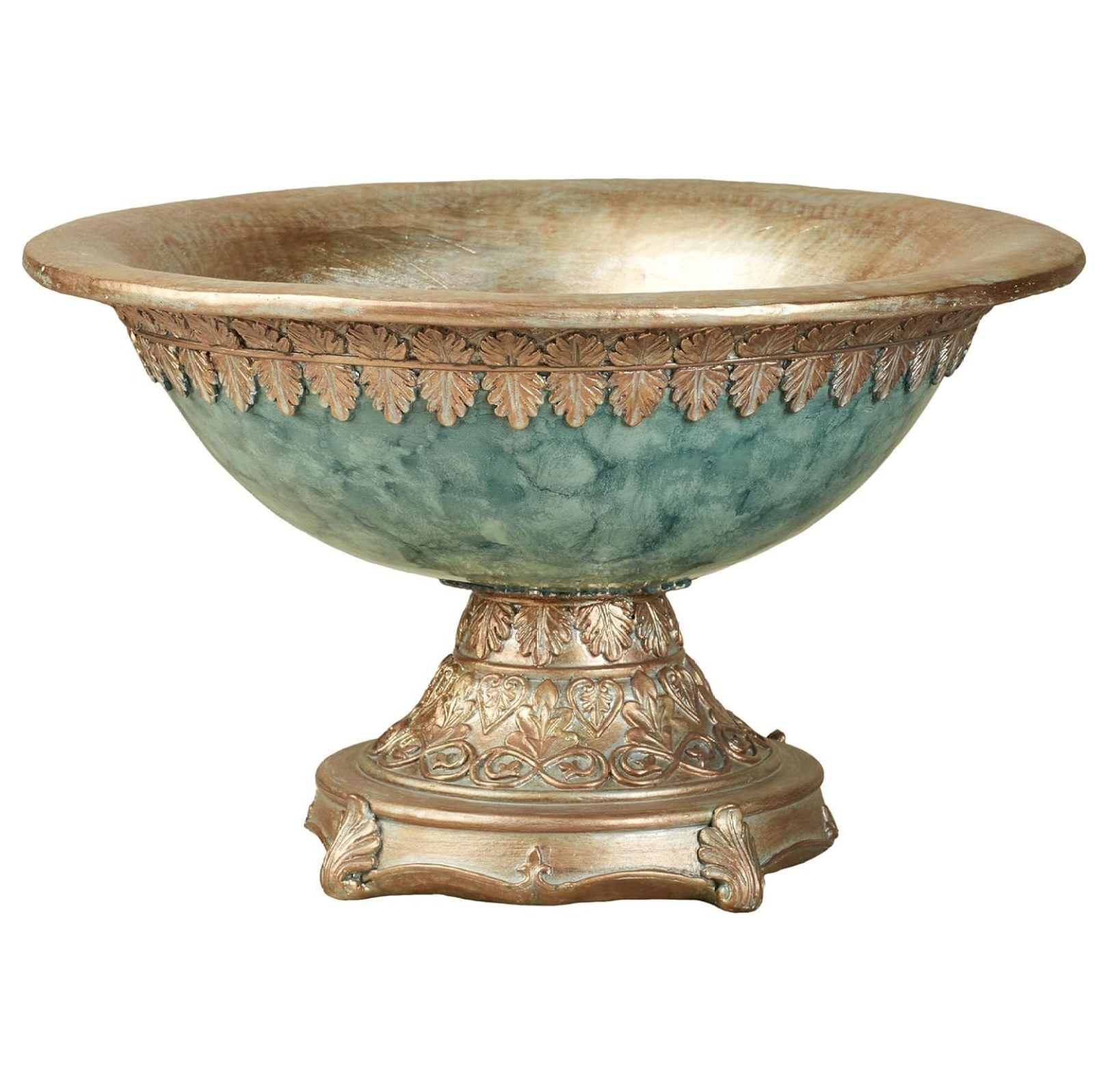 Superwum Cambria Aqua Marbled Traditional Centerpiece Pedestal Bowl ...