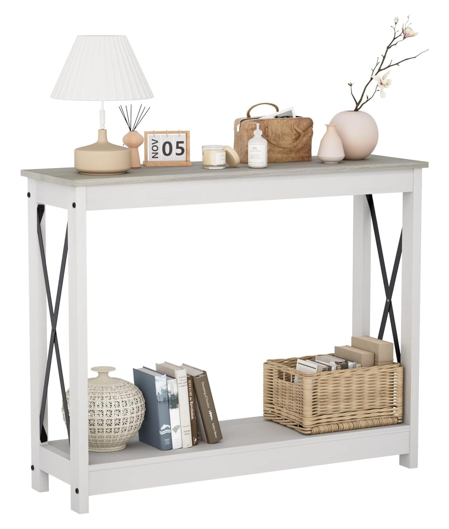 Superwum Console Sofa Table for Entryway, 40" Century Modern Narrow ...