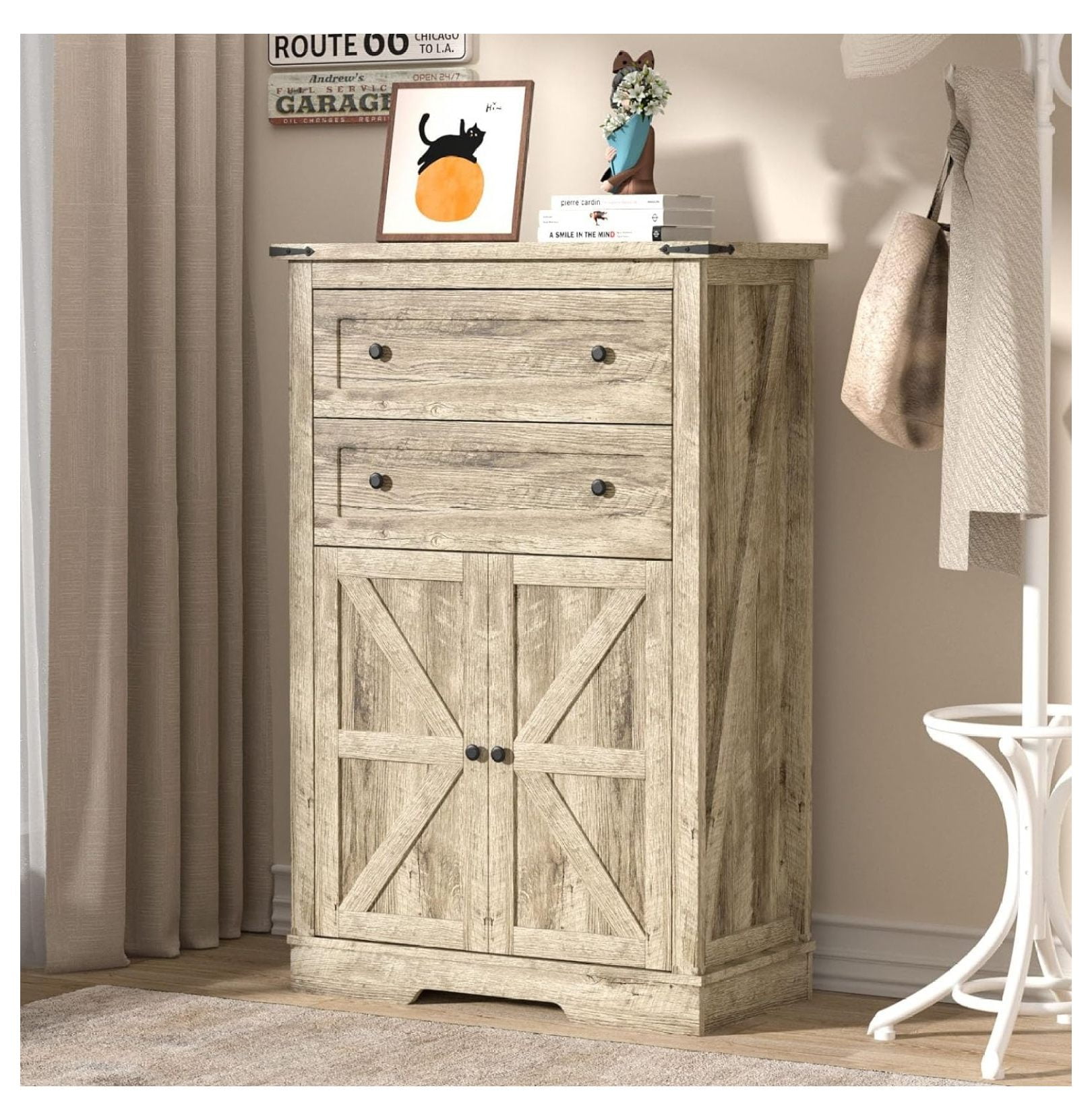 Superwum Farmhouse Dresser with 2 Drawers, Tall Chest of Drawers ...