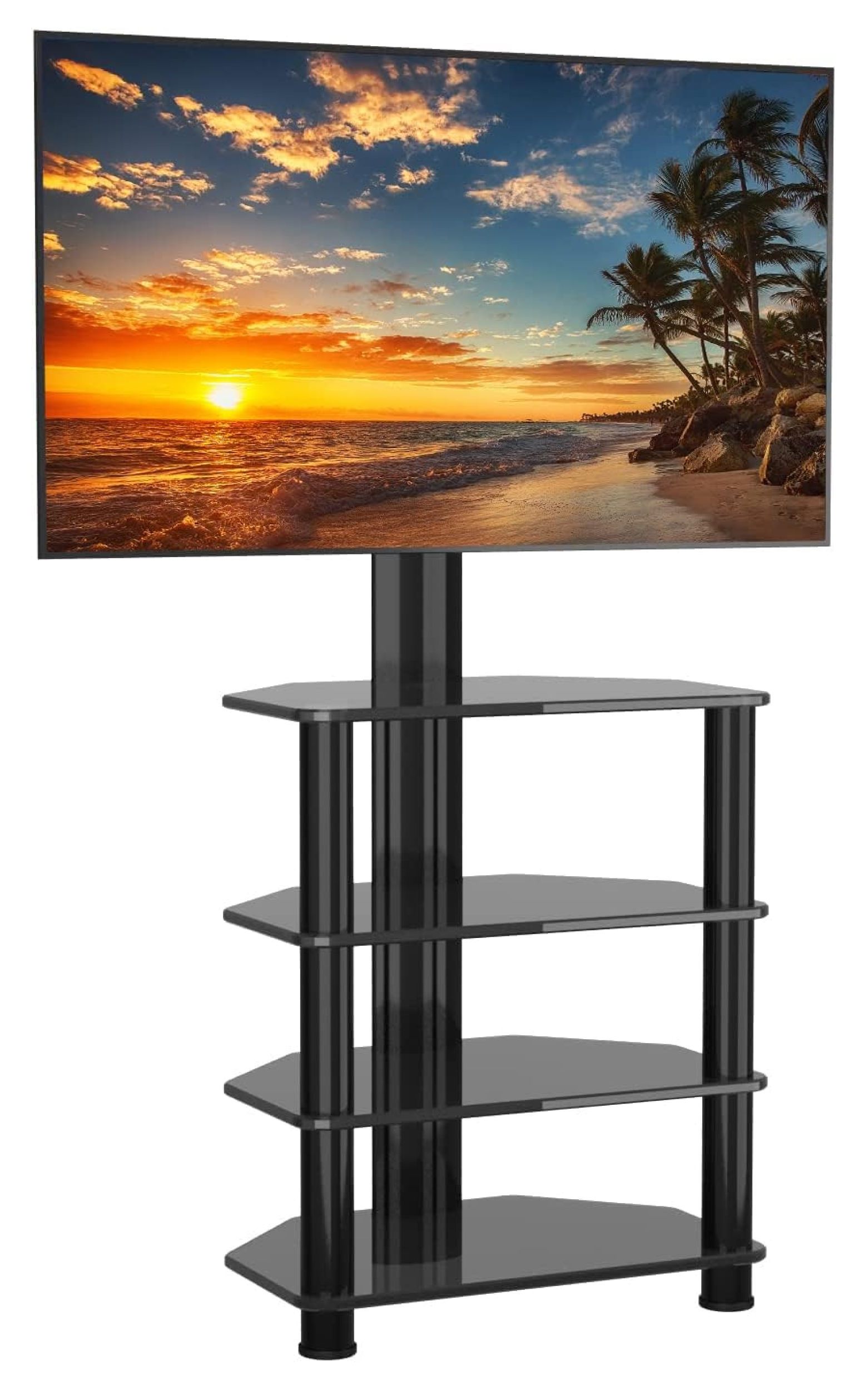 Superwum Floor TV Stand with 4 Tier Media Stand Audio Video Rack Tower ...