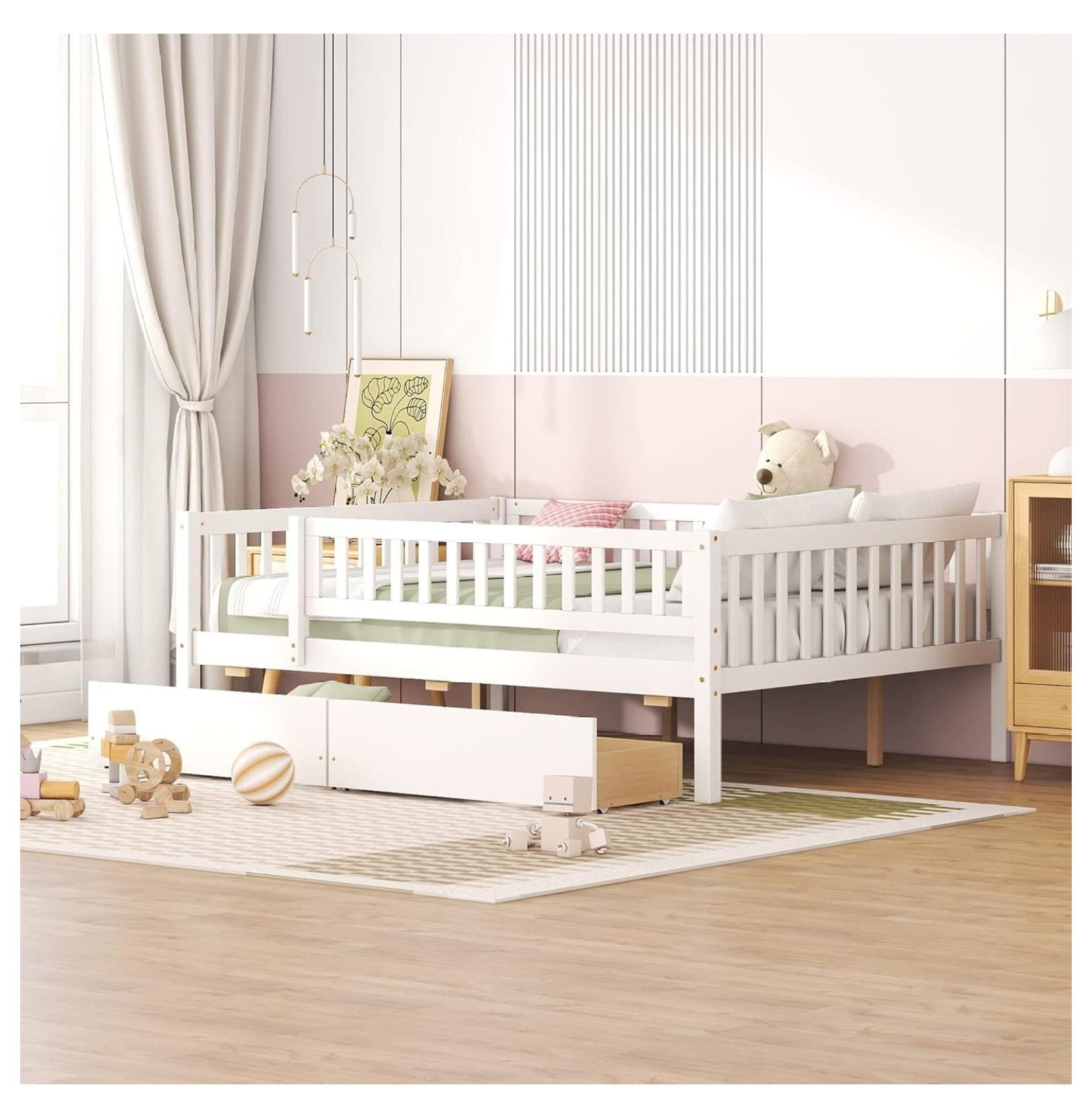 Superwum Full Bed with Drawers, Kids Daybed with Storage, Wooden Bed ...