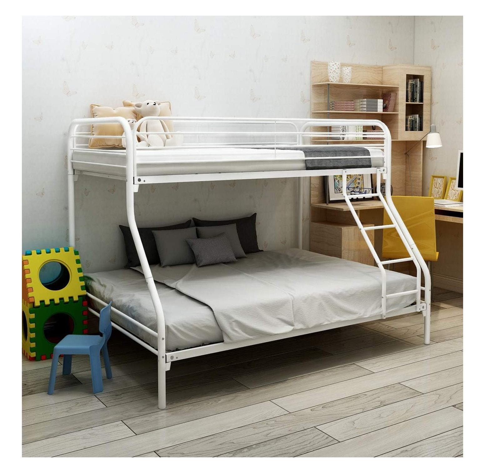 Superwum Heavy Duty Metal Bunk Bed Over Full Size, Heavy Duty Floor ...