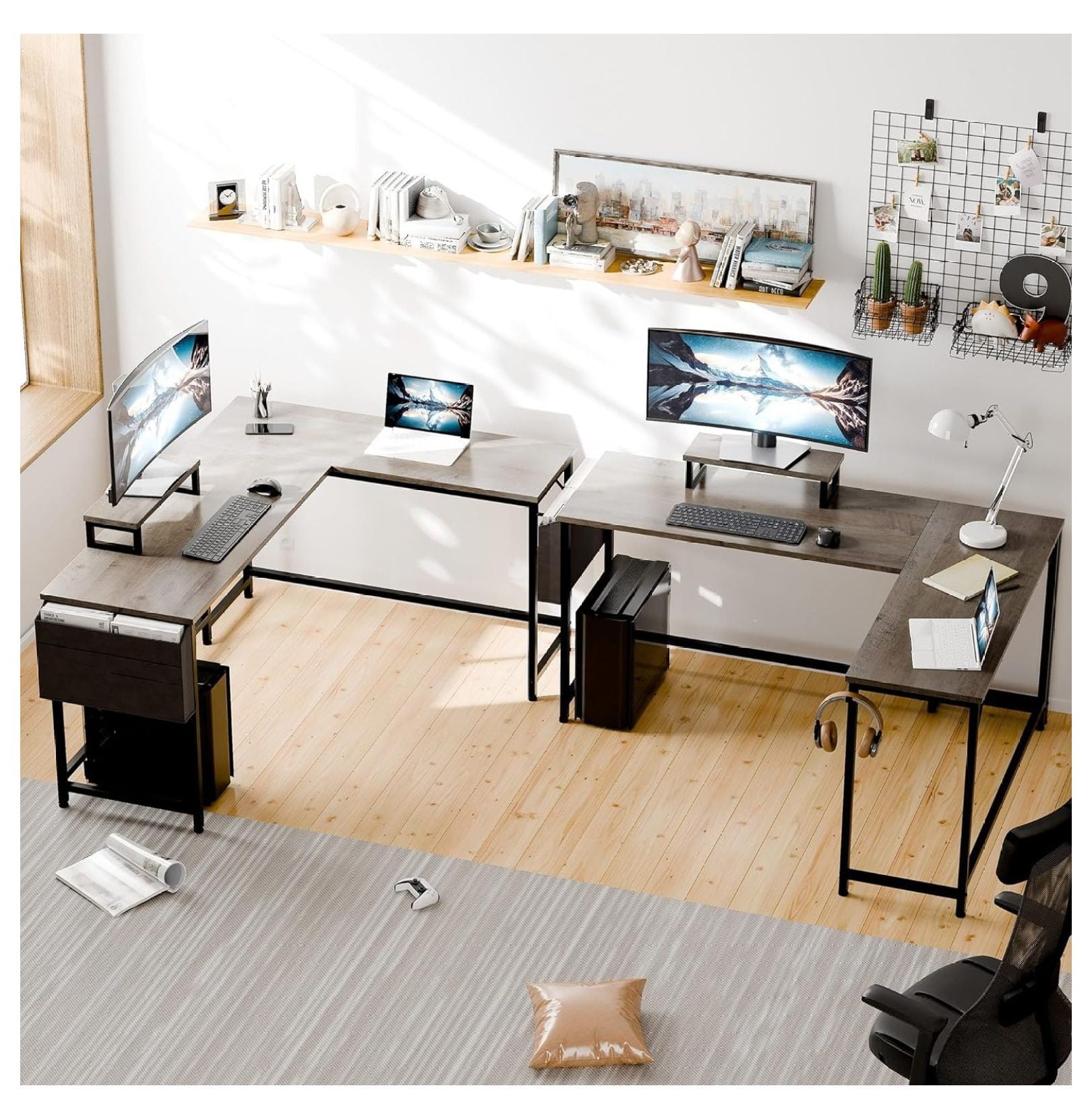 Superwum L Shaped Computer Desk 59 inch Home Office Desks, Writing ...