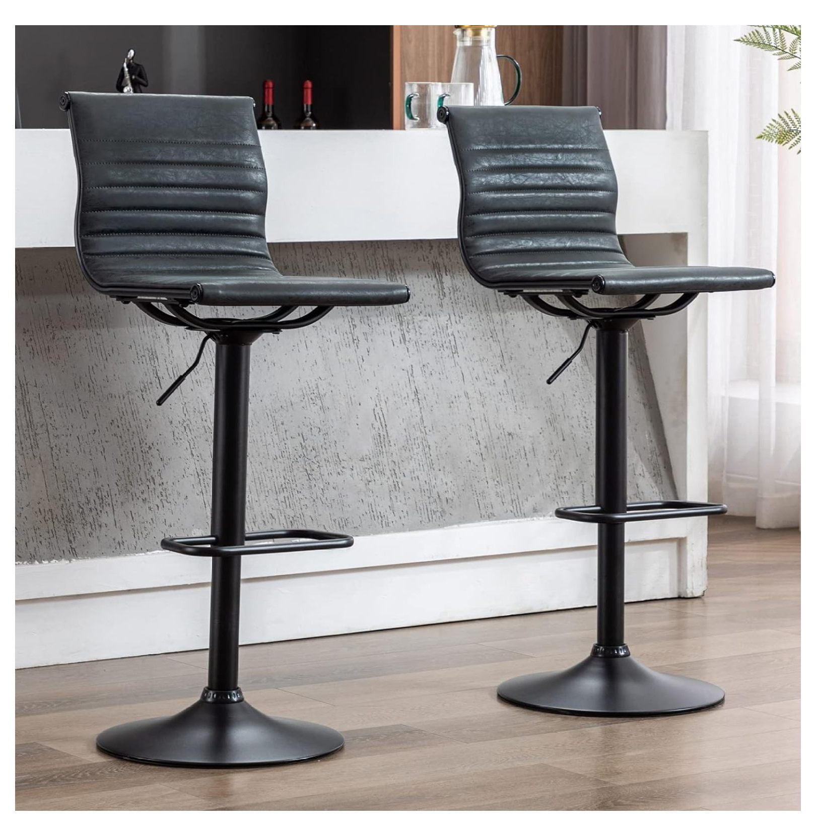 Superwum Metal Bar Stools Chairs Set of 2 Height Adjustable Barstools ...