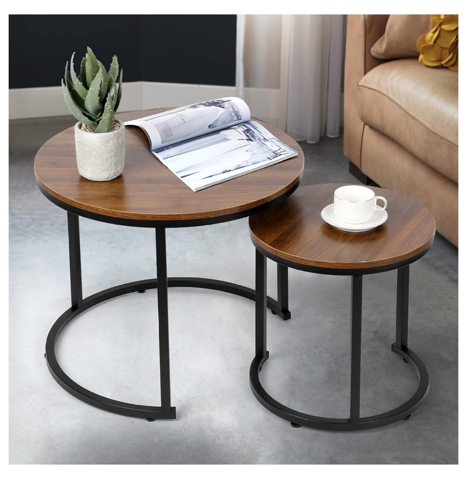Superwum Modern Nesting Coffee Table Set of 2 for Living Room Balcony ...