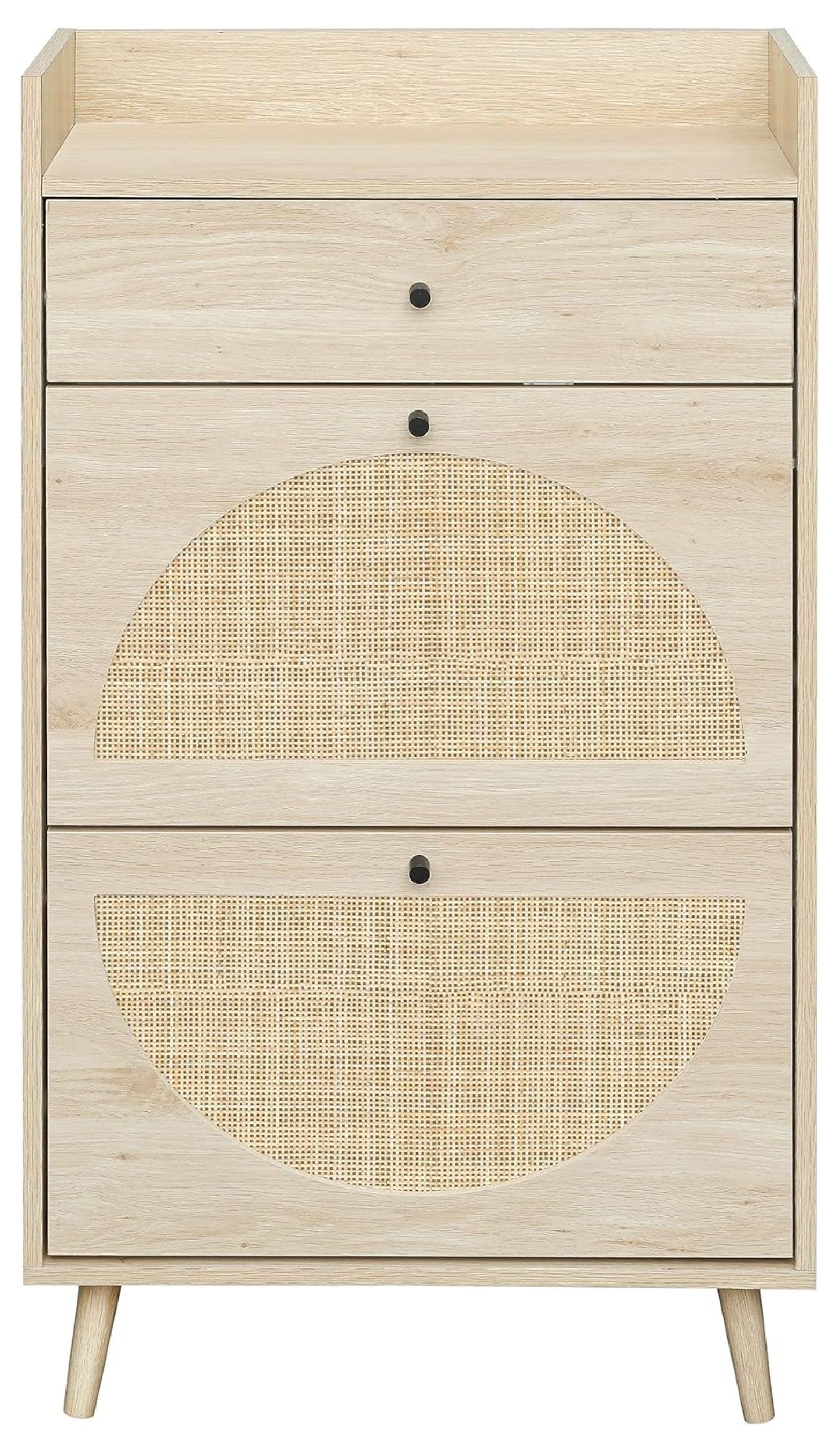Superwum Natural Rattan Shoe Cabinet with 2 Drawers, Shoe Rack Storage ...