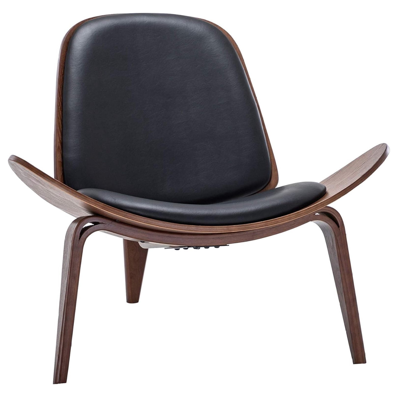 Superwum Shell Chair, Armless Century Modern Accent Chair Faux Leather ...