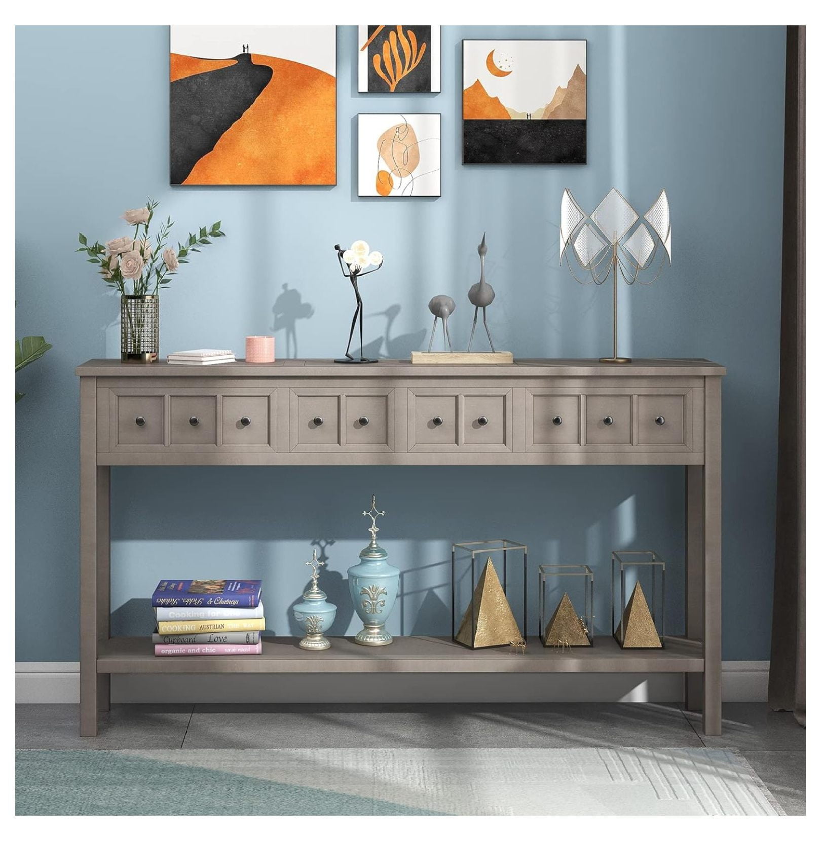 Superwum Sofa Table 60 inch Sofa Table Long Console Table with Drawers ...