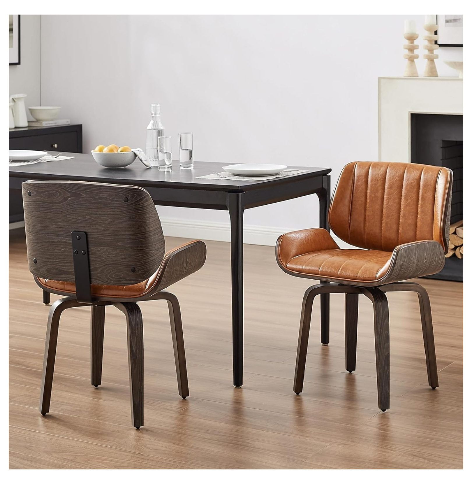 Superwum Swivel Dining Chairs, Set of 2, Century Modern Dining Room ...