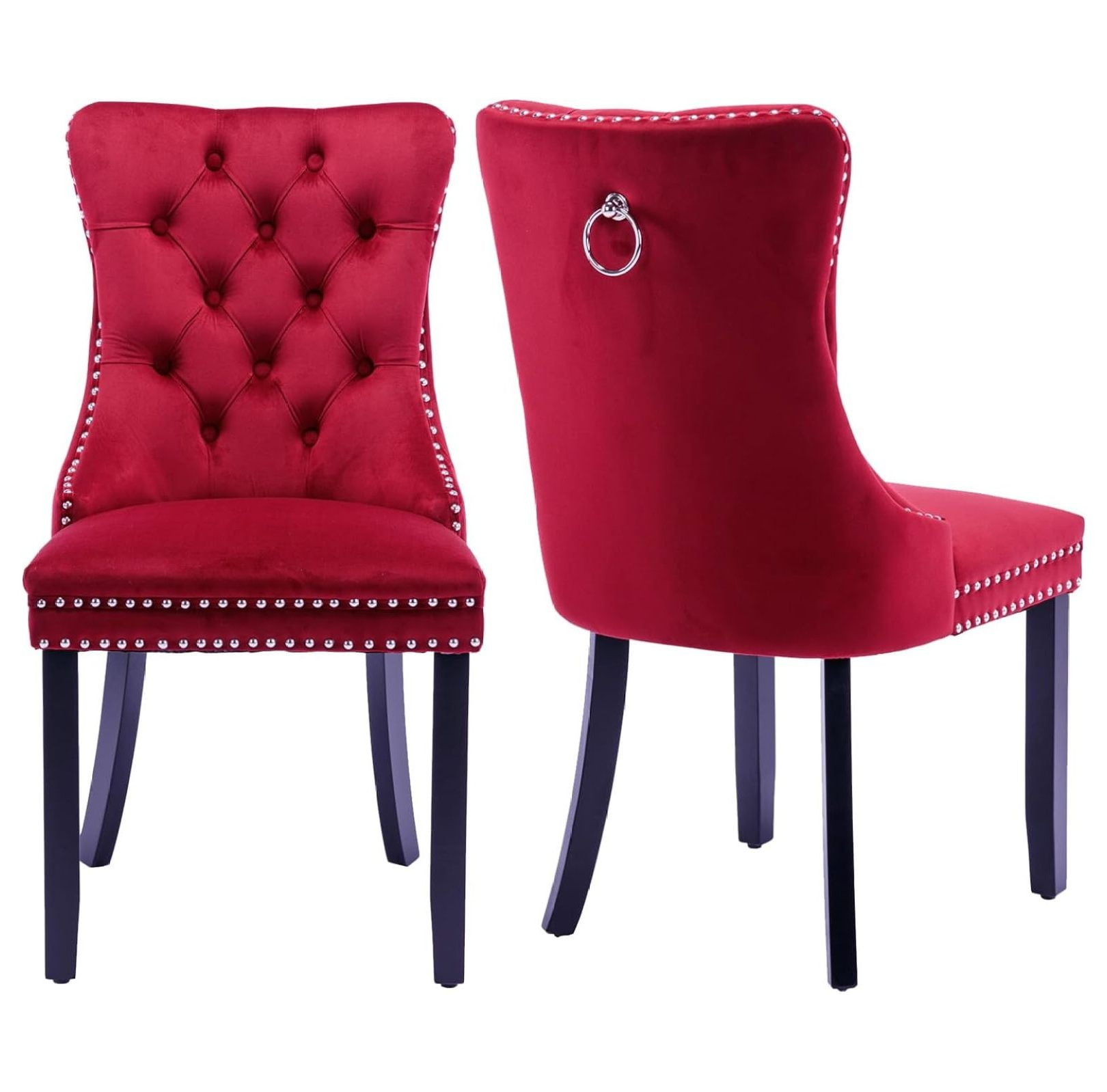 Superwum Velvet Upholstered Dining Chairs Set Of 2 Wingback Armless