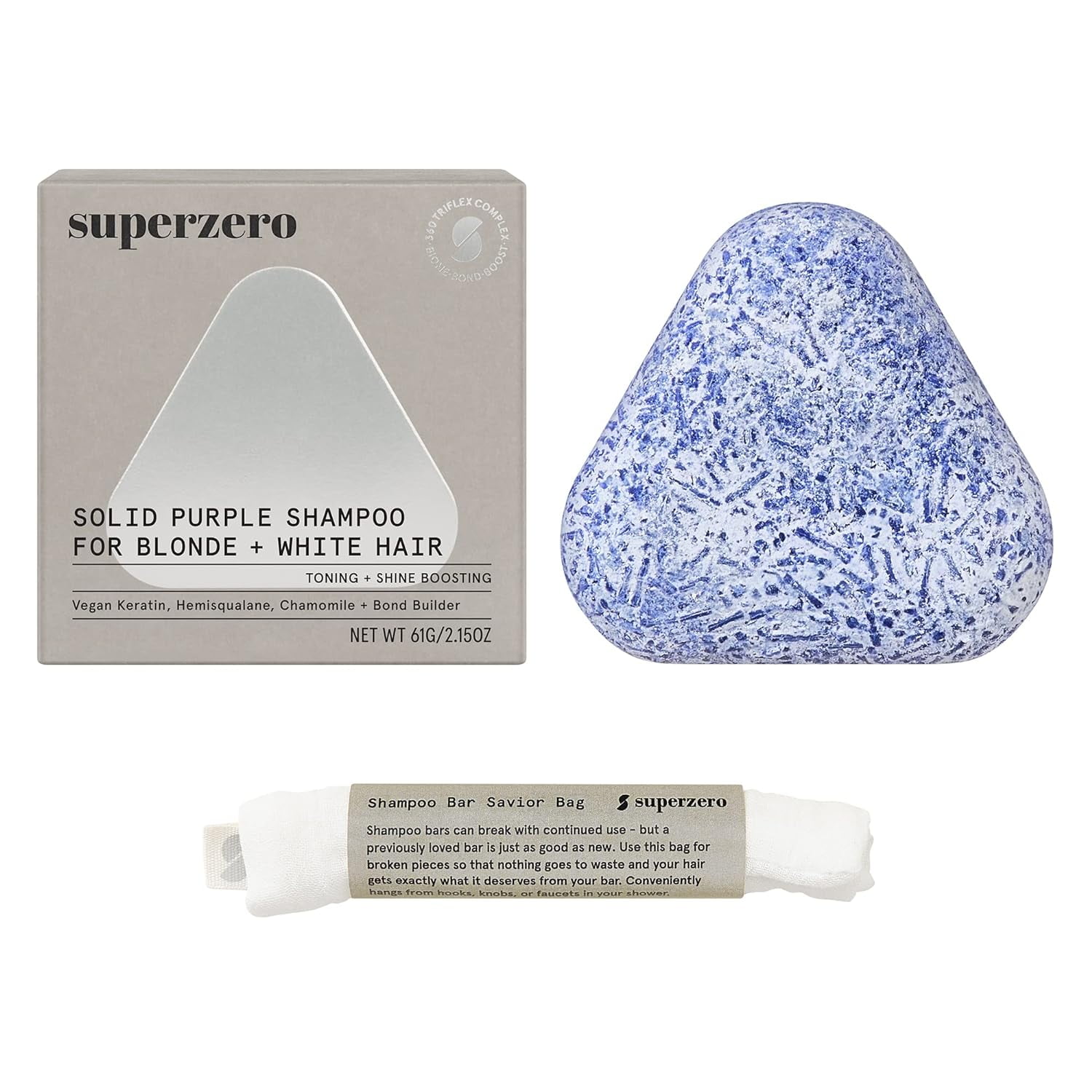 Superzero Purple Shampoo Bar For Blonde, Highlighted, White Hair ...