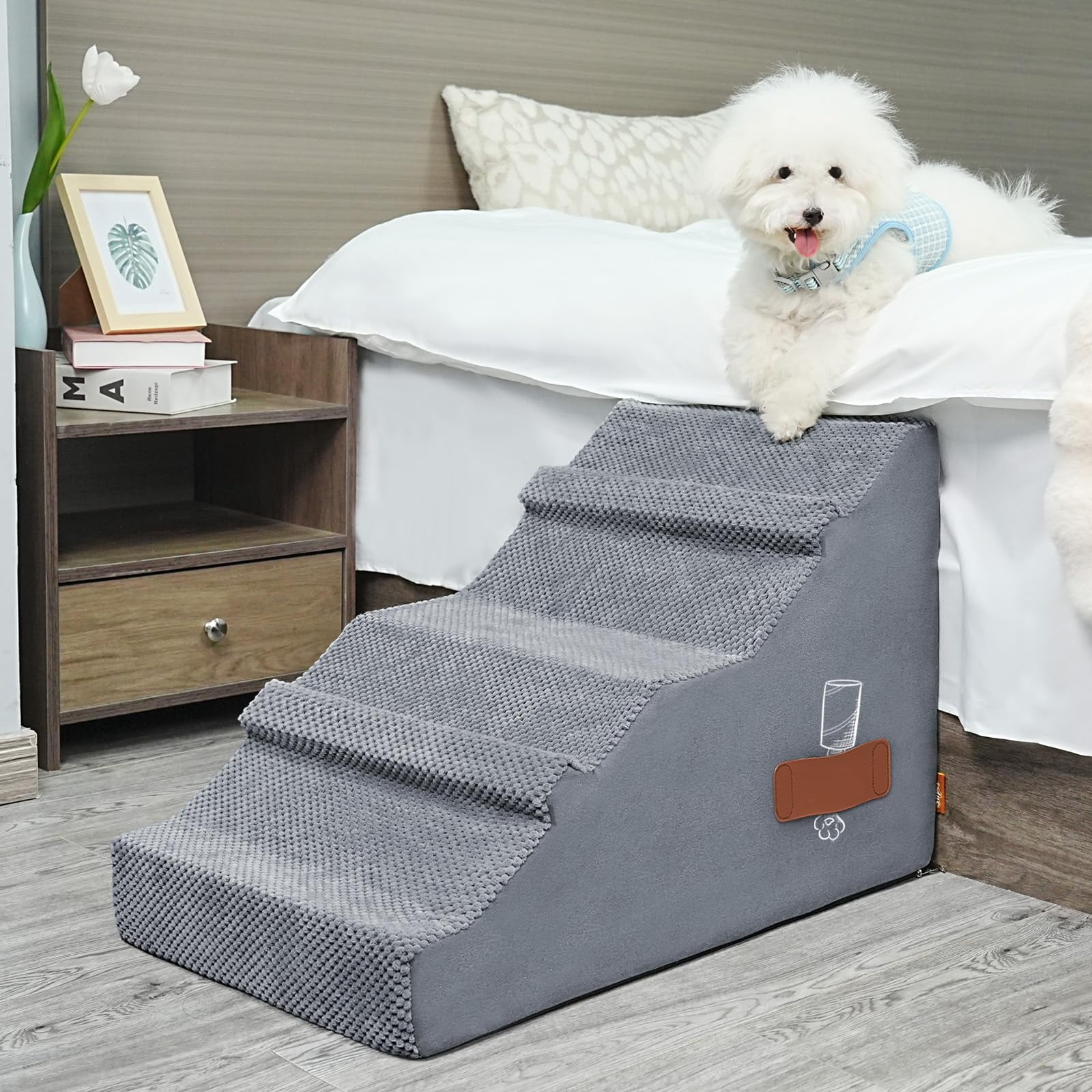 Supet Dog Stairs for Small Medium Dogs to Get on Bed, Anti-Slip Dog ...