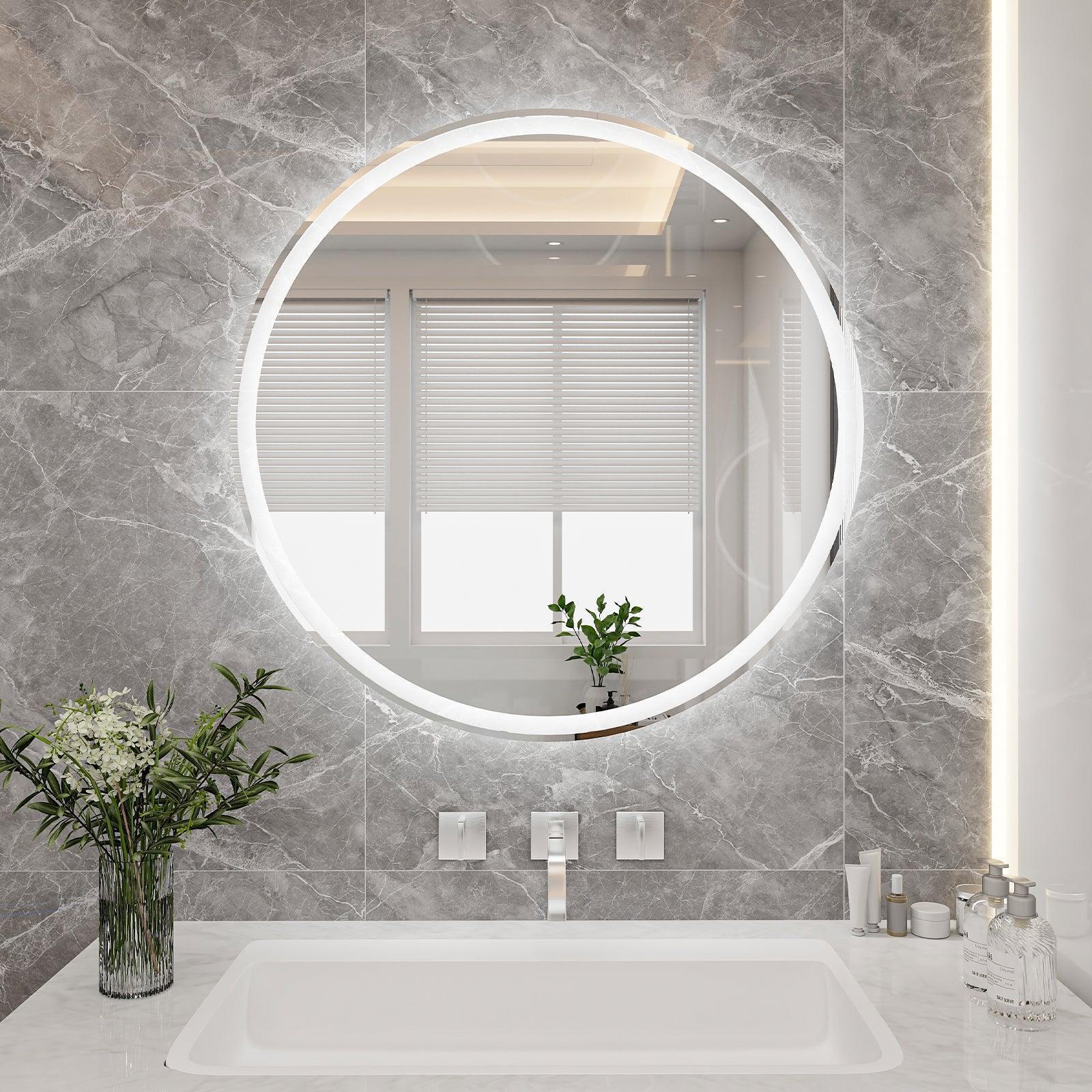 Supfirm 24 Inch Round Backlit Bathroom Mirror, LED round mirror with ...