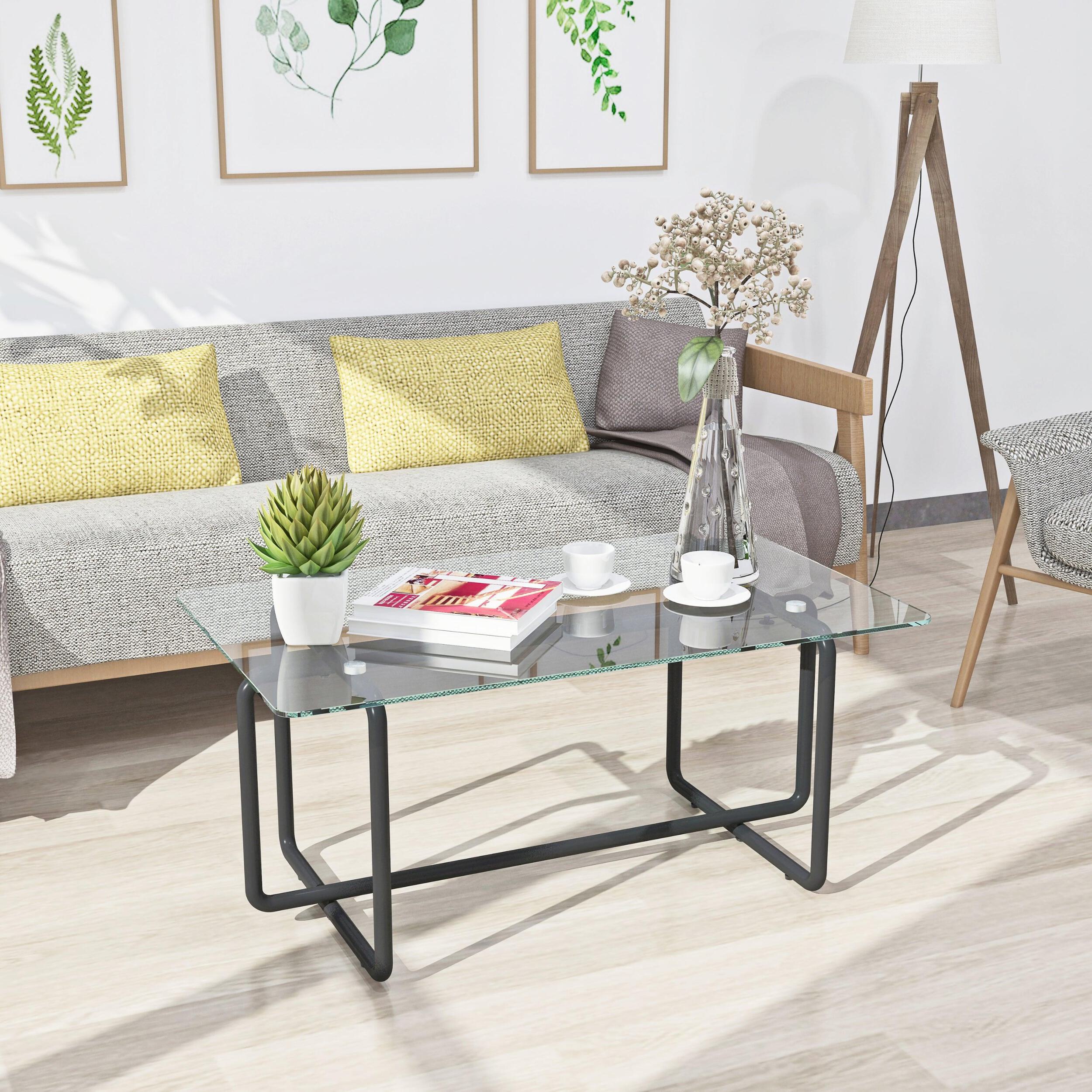 Supfirm Modern Tempered Glass Tea Table Coffee Table, Table for Living ...