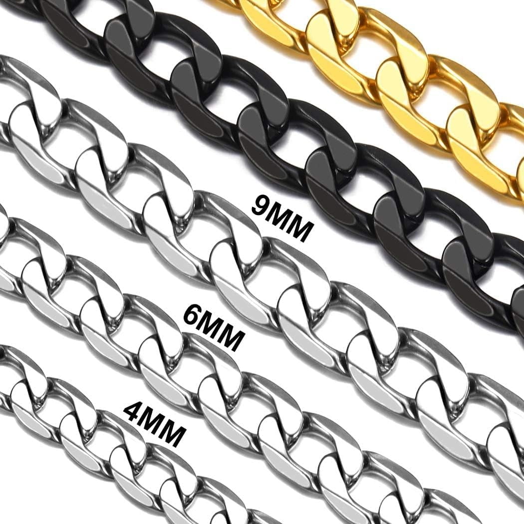 Suplight 4mm Cuban Curb Chain For Men Silver Stainless Steel 30 Inches ...