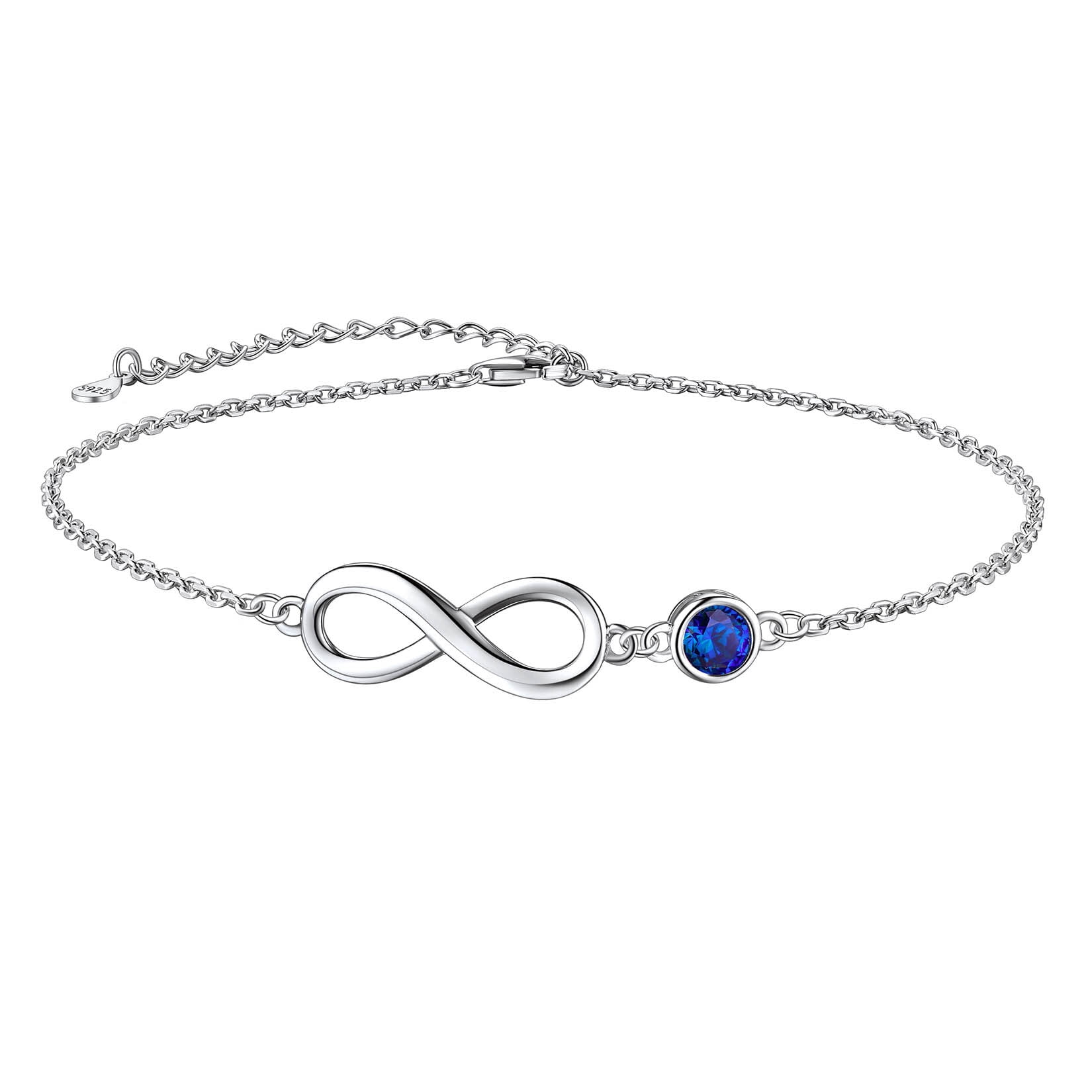 Suplight 925 Stelring Silver Infinity Birthstone Anklet, Dainty Foot ...
