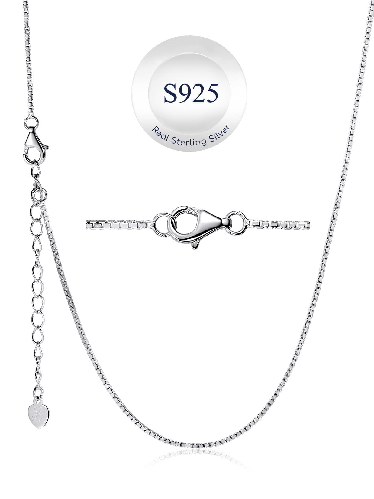 Suplight 925 Sterling Silver Women Necklace Box Chain for Women 1mm 18 ...