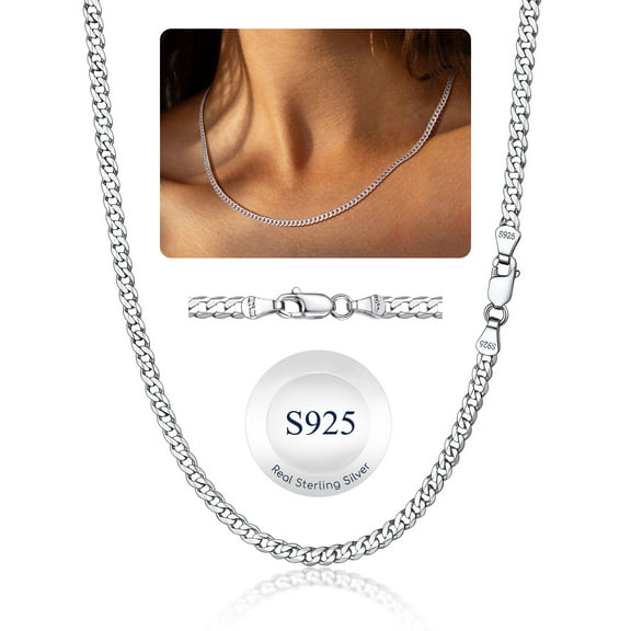 SILVERCUTE 925 Sterling Silver Cuban Link Chain for Men,3mm/5mm Silver ...
