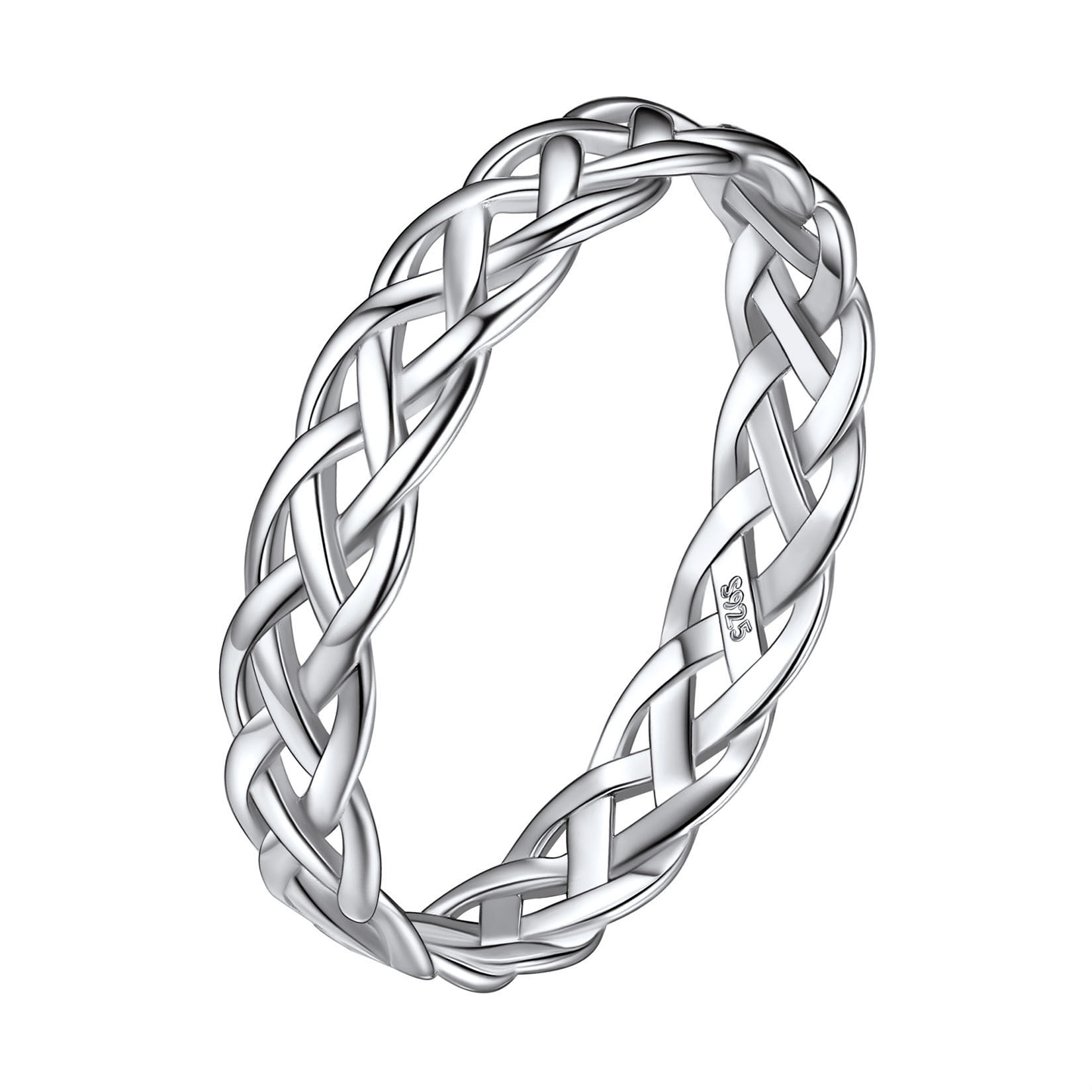 Suplight 925 Sterling Silver Celtic Knot Band Ring 4mm Irish Celtic ...