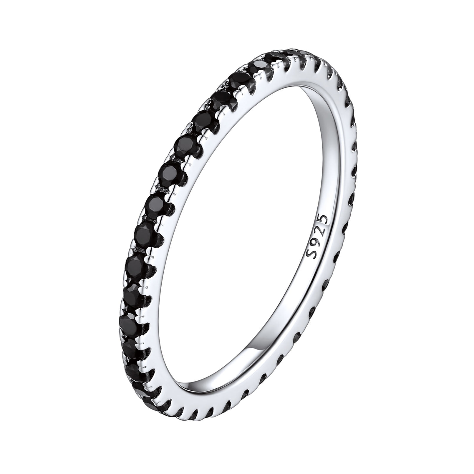 Suplight 925 Sterling Silver Eternity Rings Cubic Zirconia Stackable ...