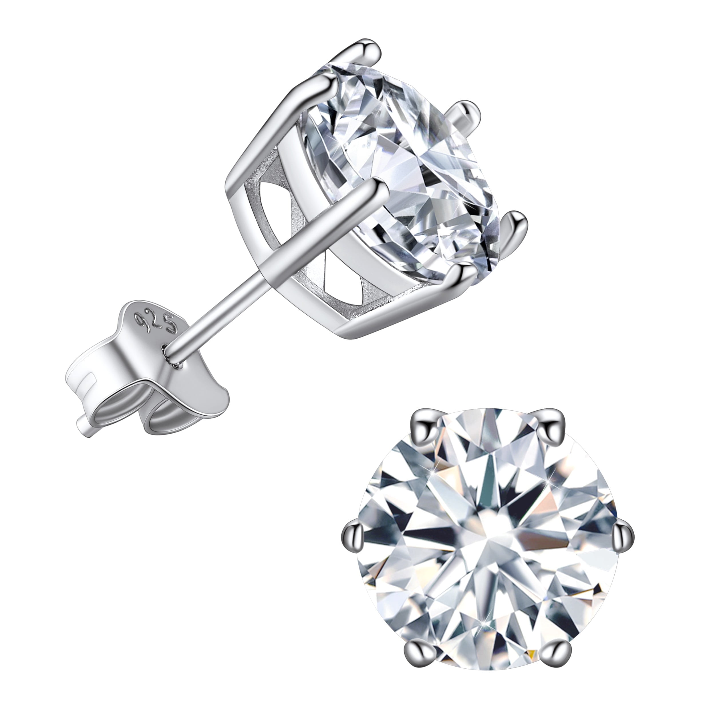 Suplight 925 Sterling Silver/Rose Gold Plated Simulated Diamond Black ...