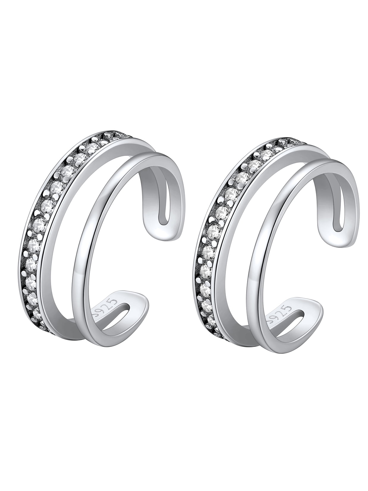 Suplight 925 Sterling Silver White Gold Plated Ear Cuffs Earrings ...