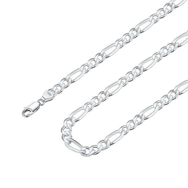 Suplight 925 Sterling Silver 3mm/5mm Figaro Chain Necklace for Men ...